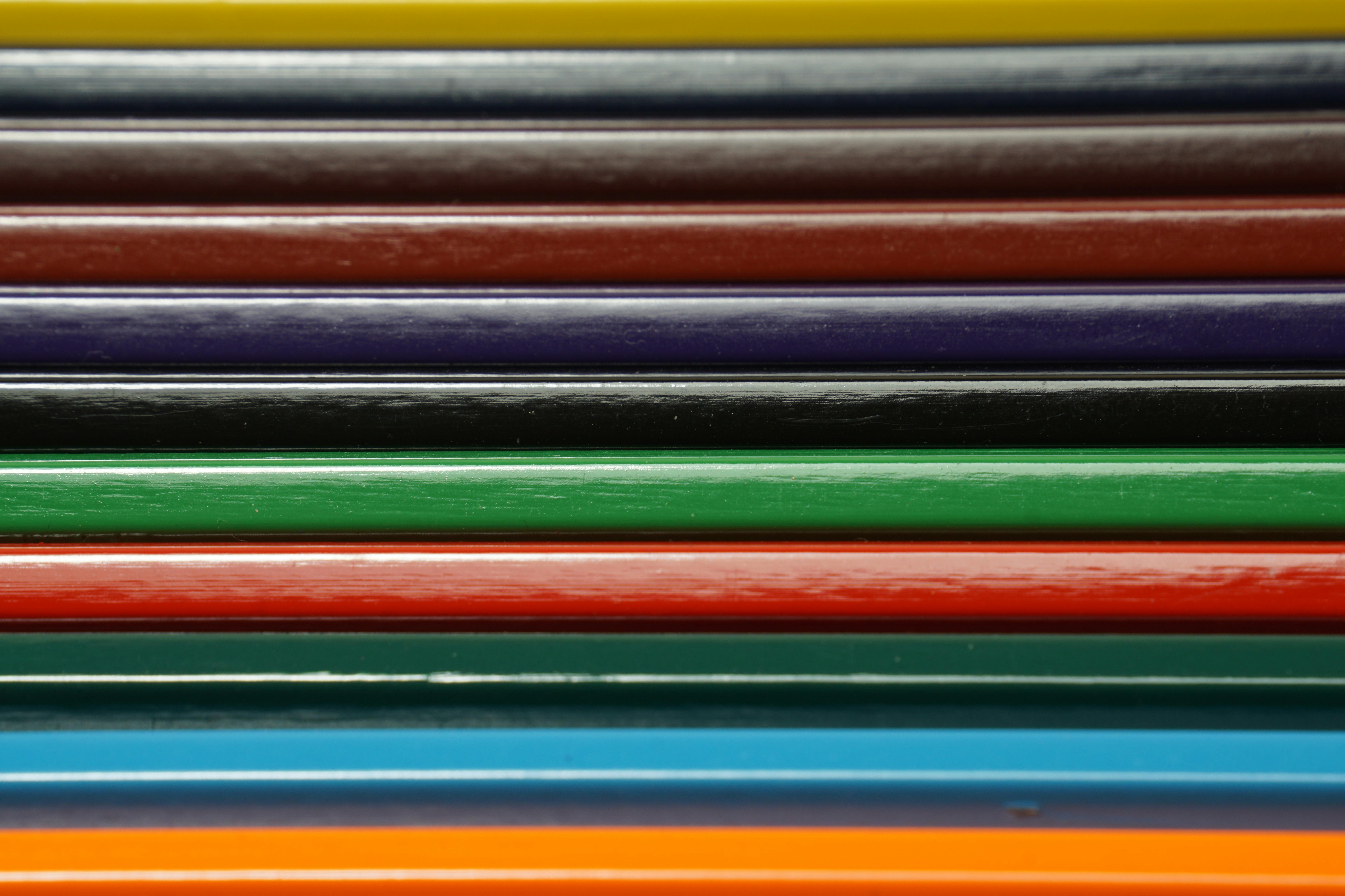 Colorful Pencils in Neat Parallel Rows · Free Stock Photo