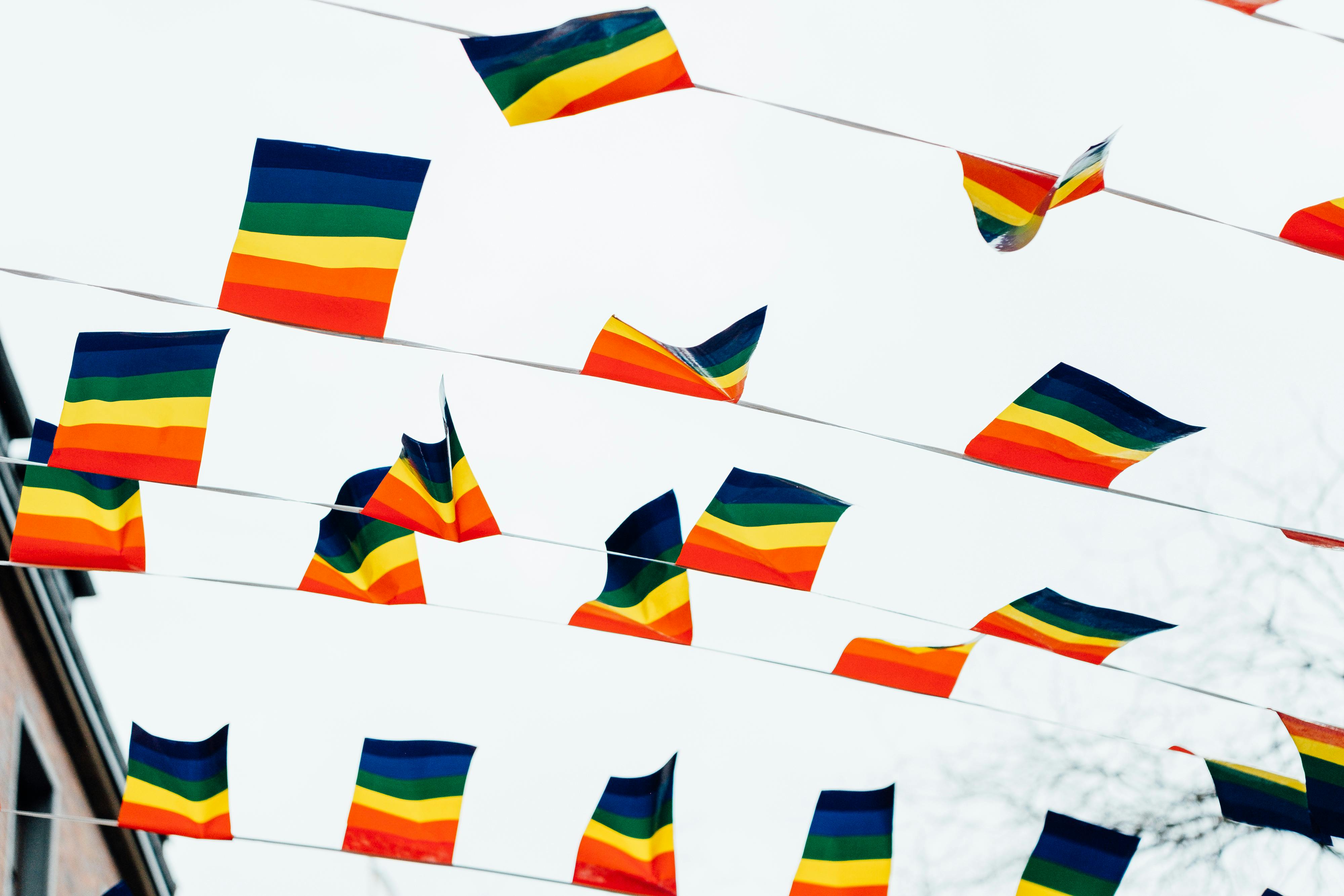 Colorful Pride Flags Waving in an Outdoor Parade · Free Stock Photo