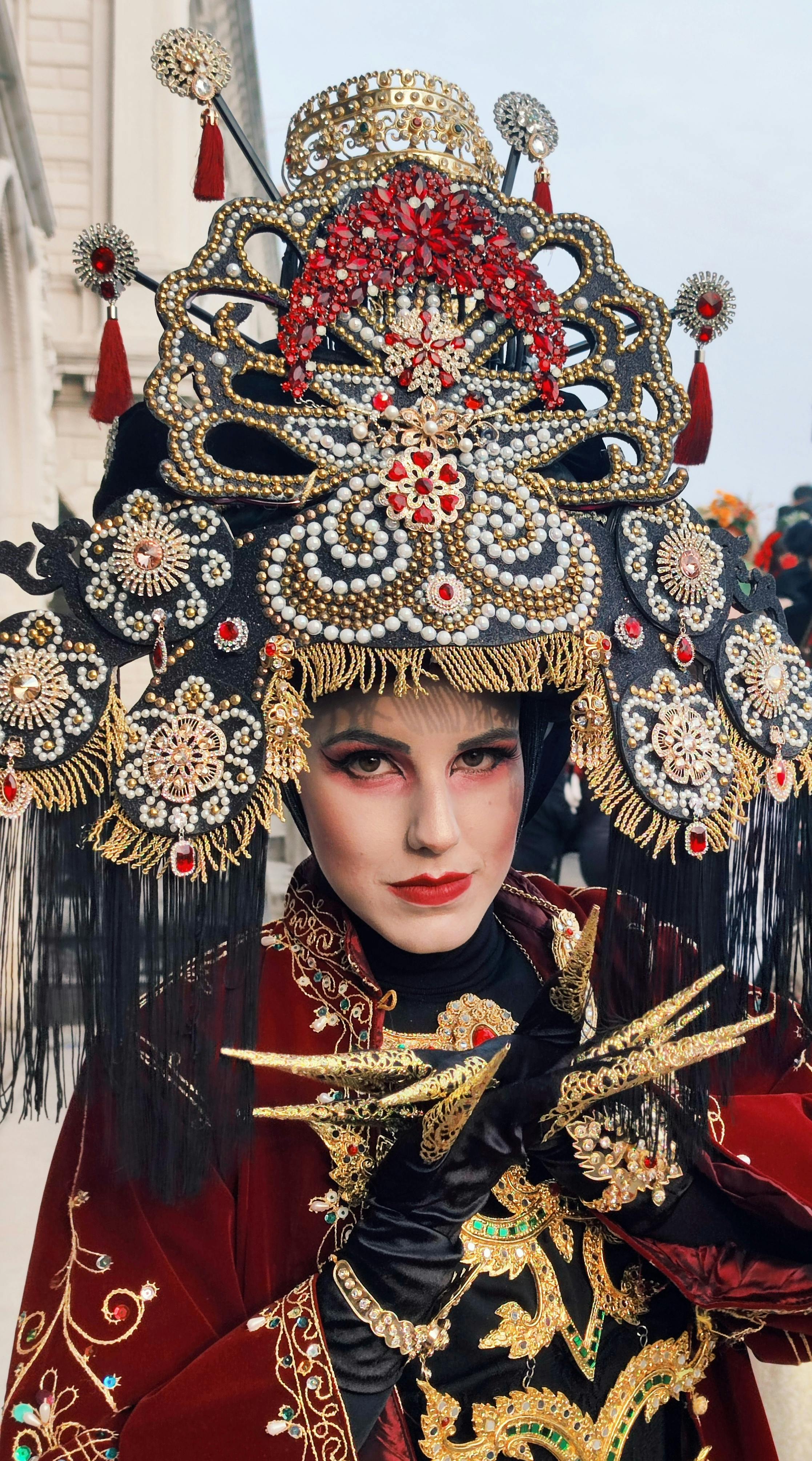 Elaborate Traditional Asian Costume with Headdress · Free Stock Photo