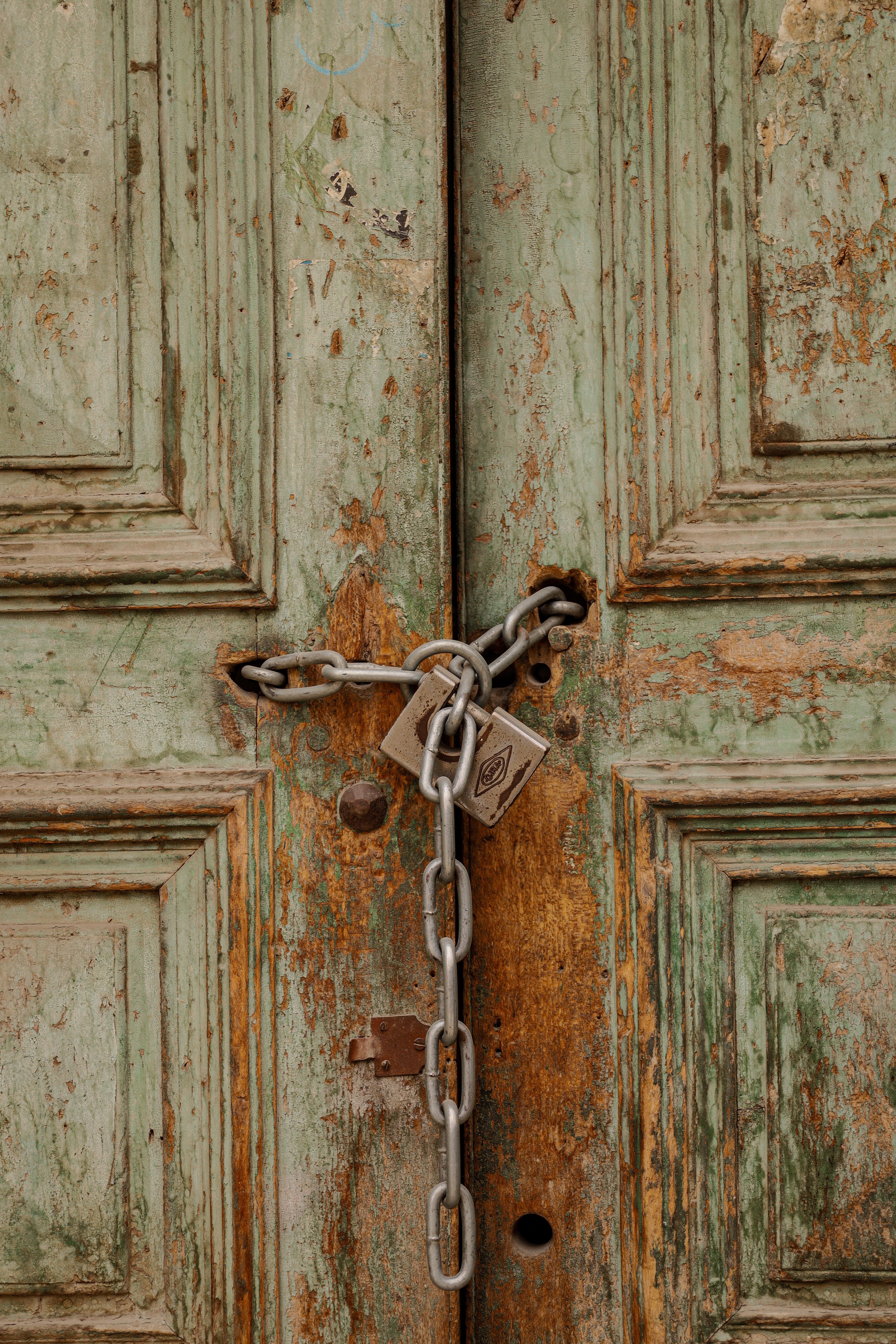 Rustic Chained Wooden Door with Padlock · Free Stock Photo