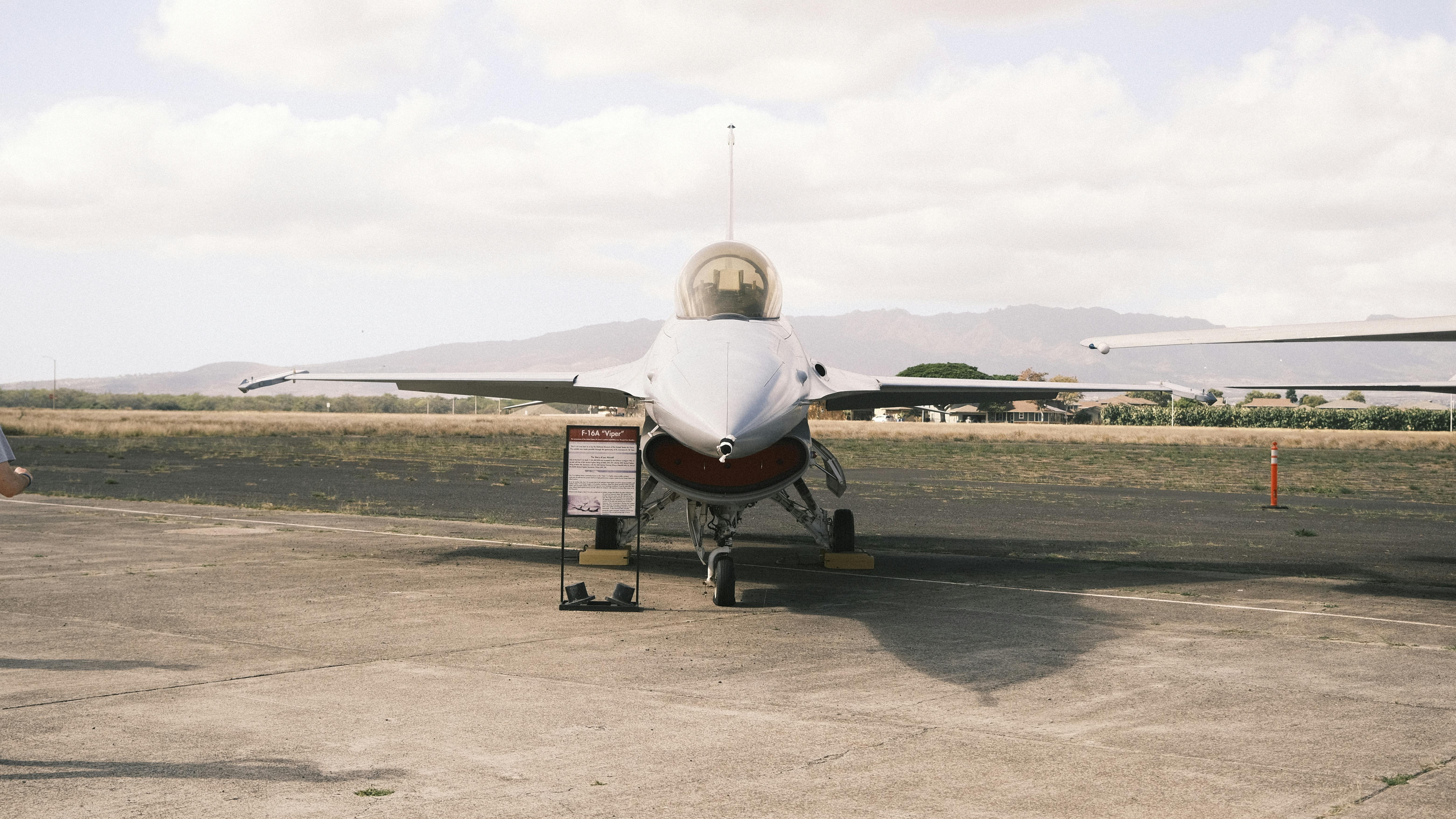 Front View of Fighter Jet on Runway Display · Free Stock Photo