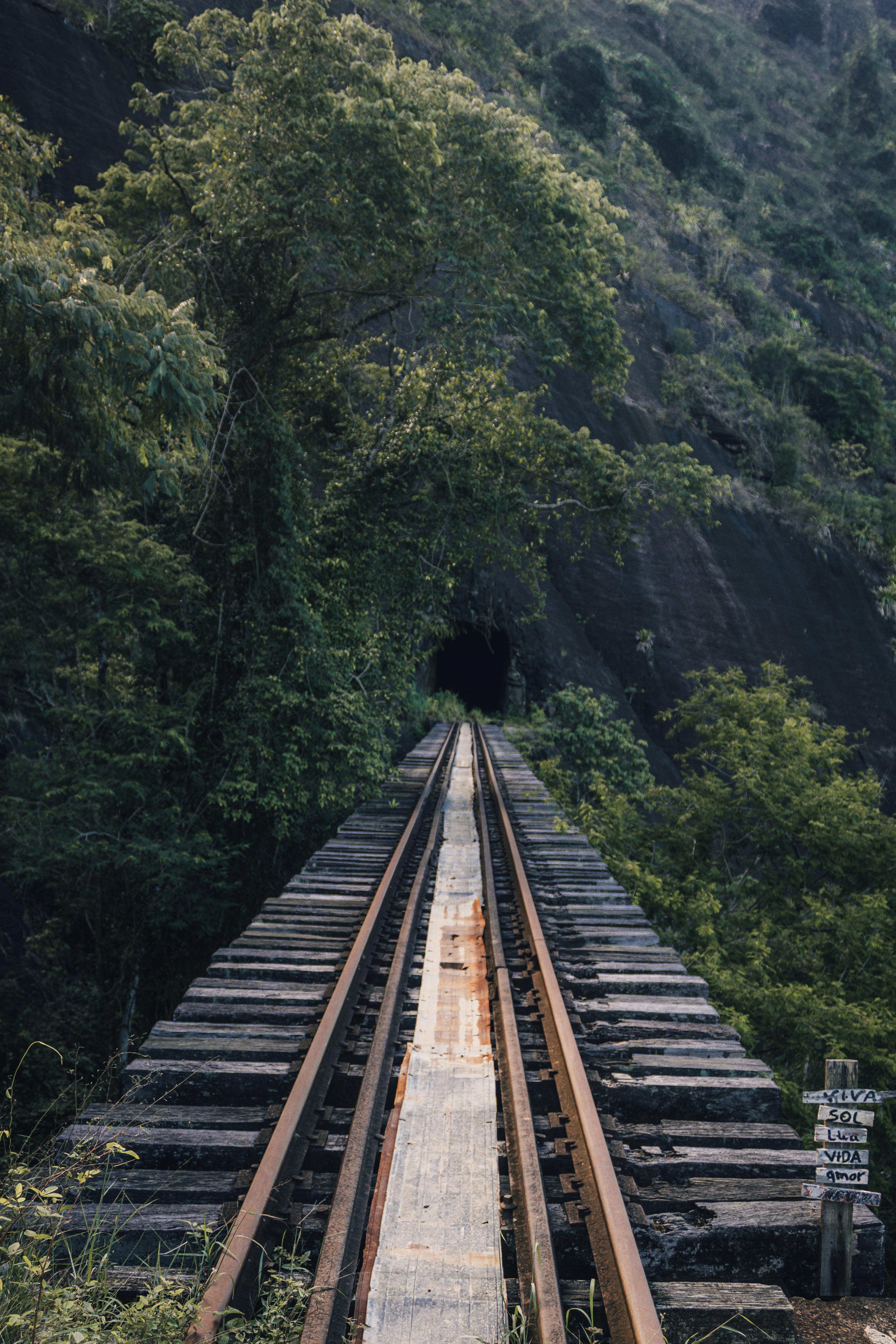Rustic Railway Track Leading into a Tunnel · Free Stock Photo
