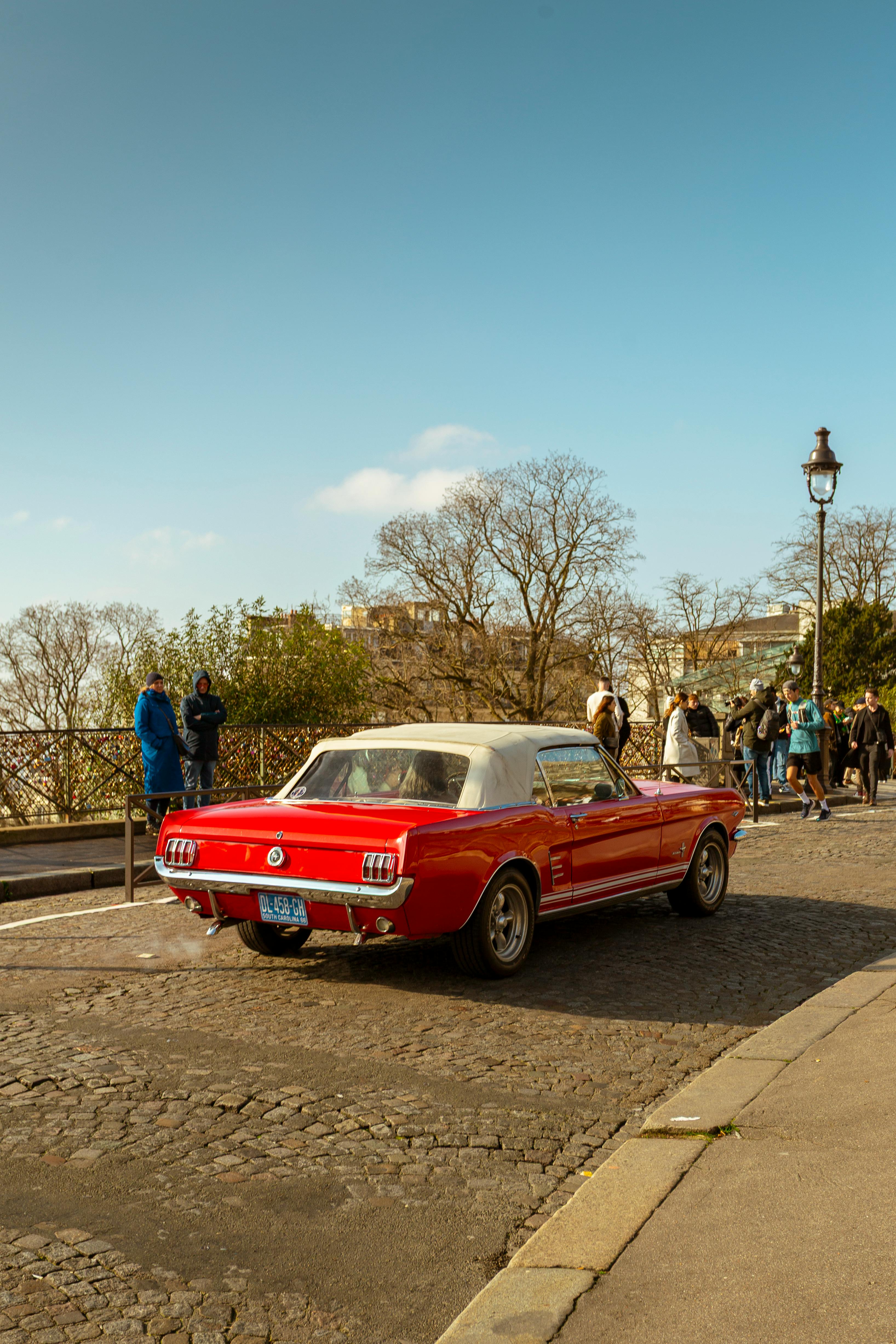 Classic Red Convertible on Parisian Street · Free Stock Photo