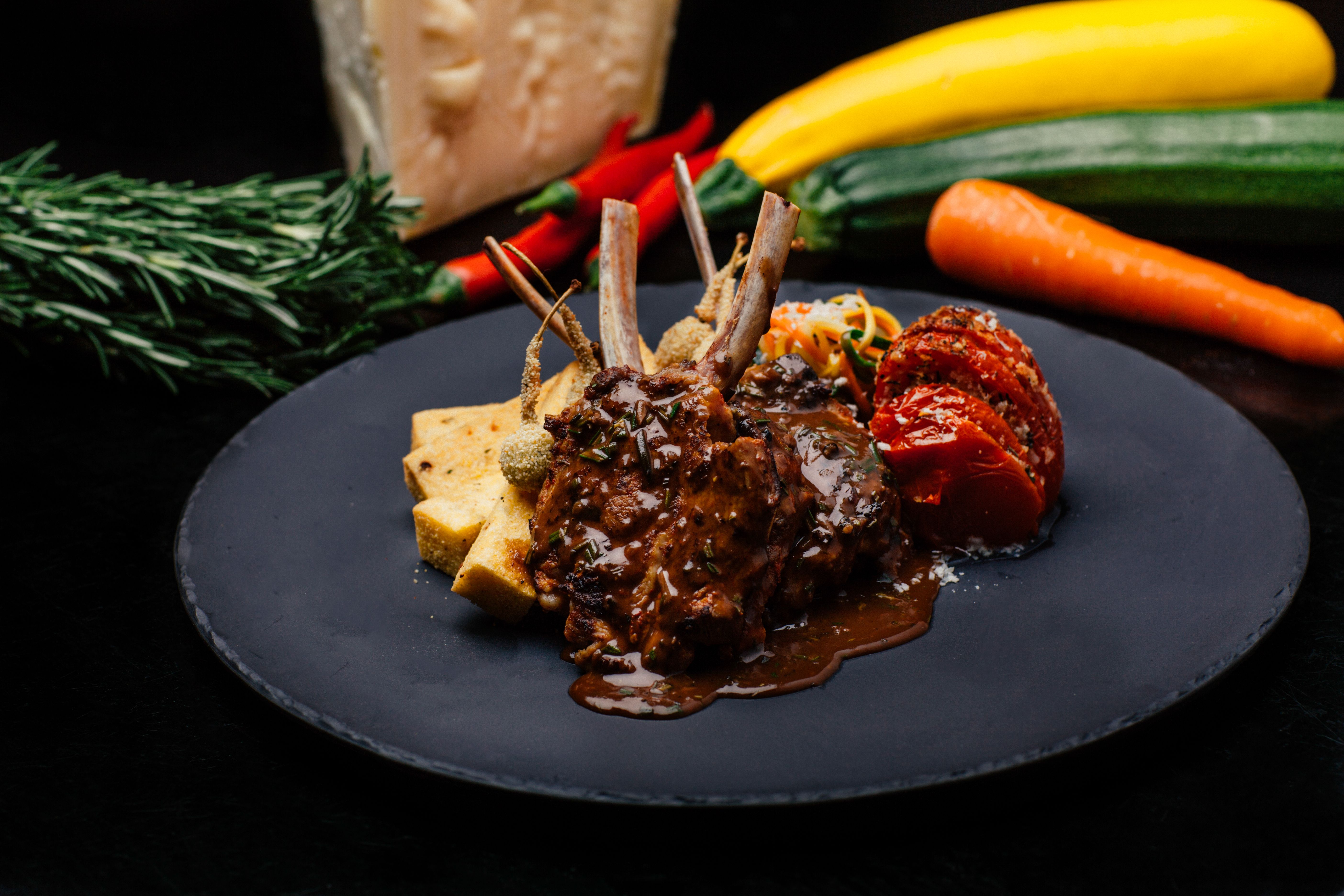 Gourmet Lamb Chops with Vegetables and Gravy · Free Stock Photo