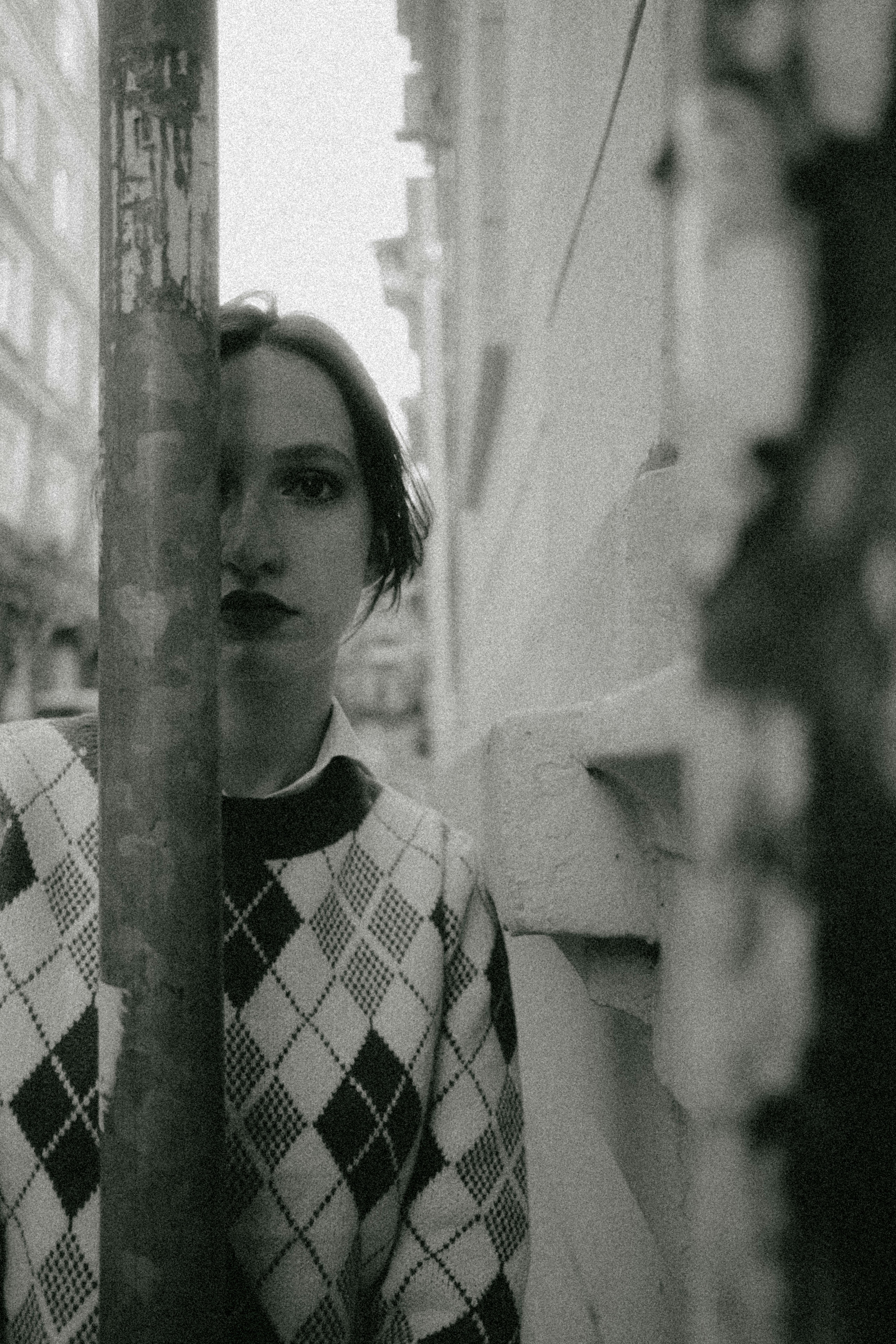 Black and White Portrait with Urban Background · Free Stock Photo