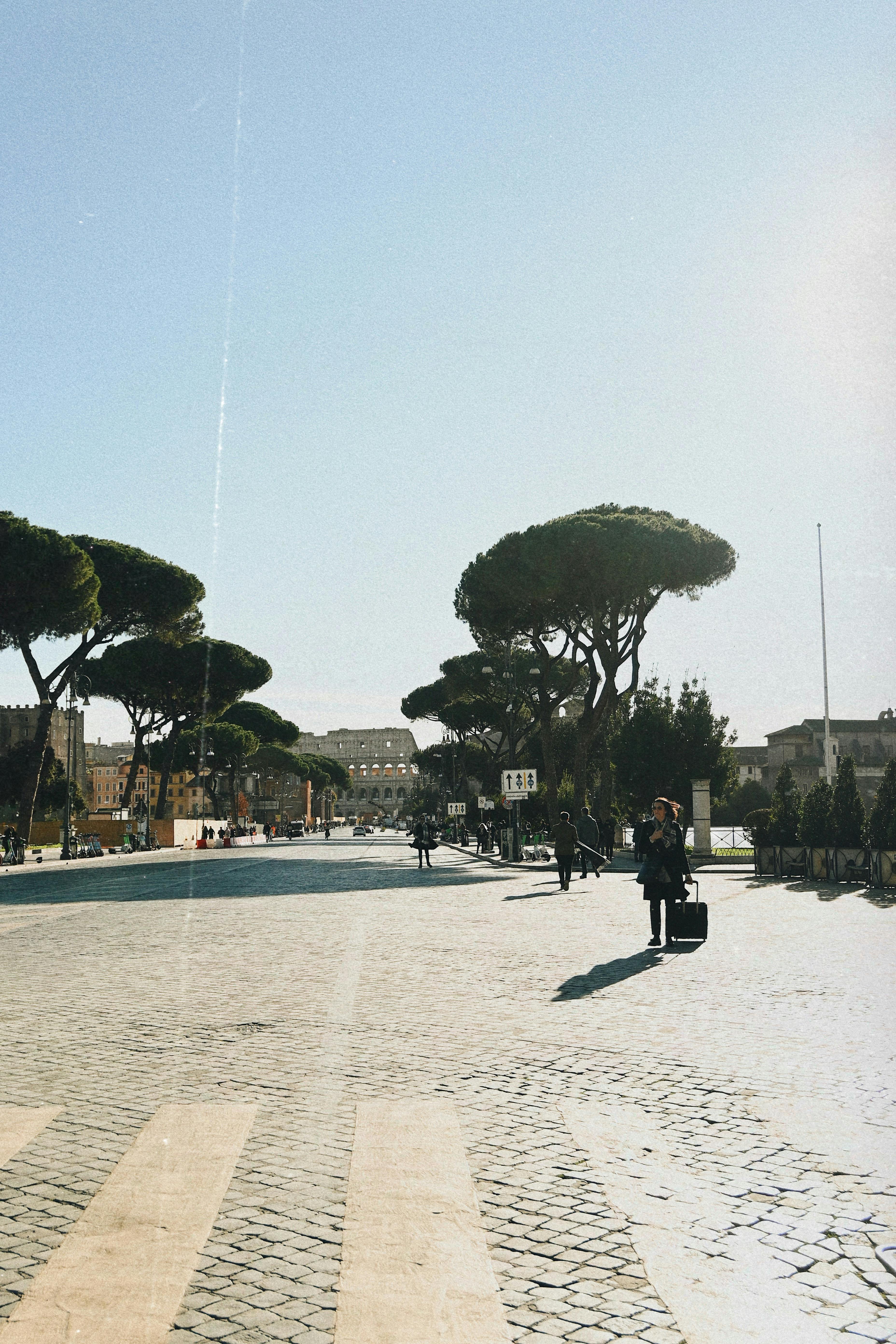 Sunlit Street with Trees in Rome, Italy · Free Stock Photo