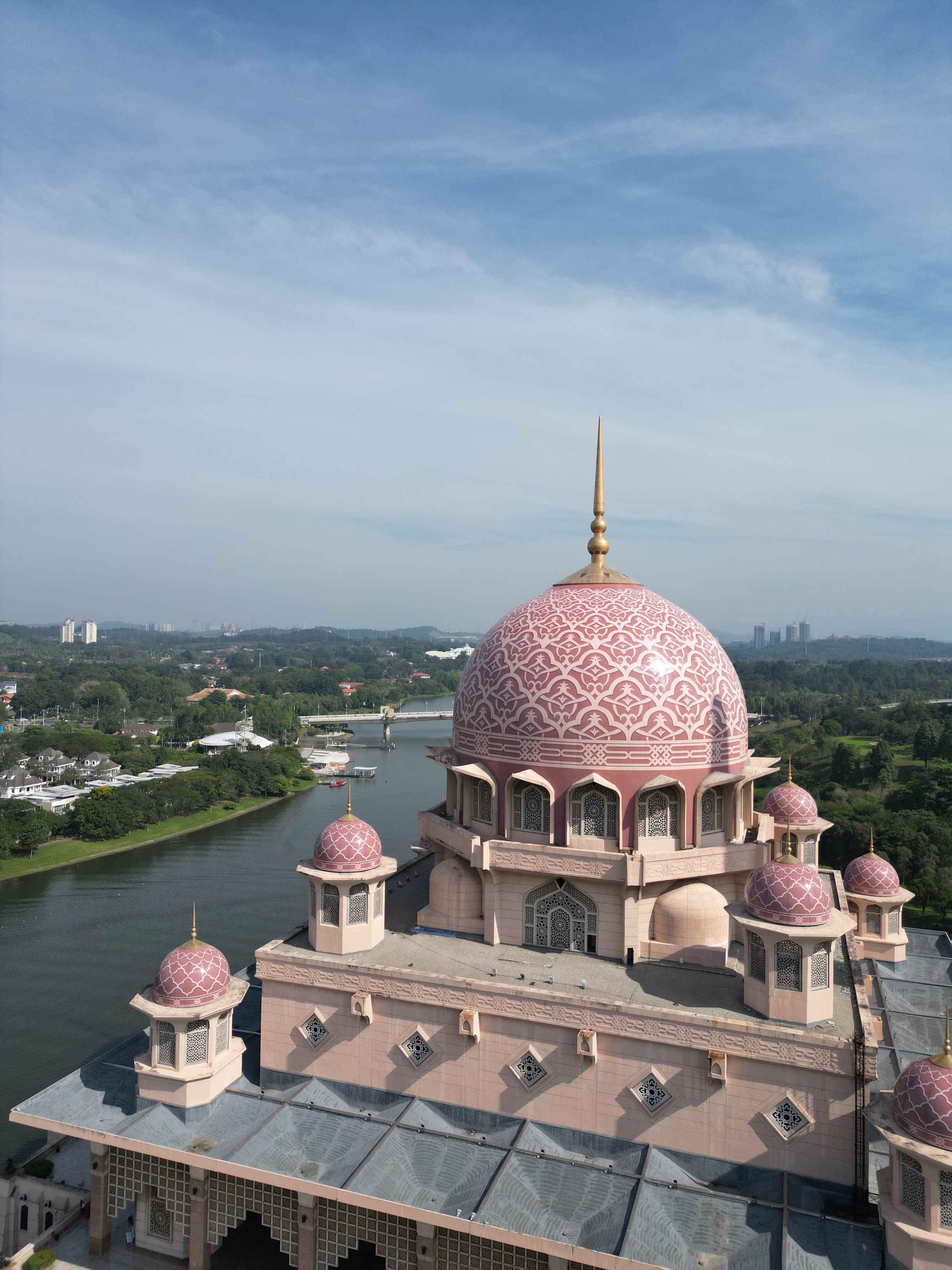 Aerial View of the Magnificent Pink Mosque in Malaysia · Free Stock Photo