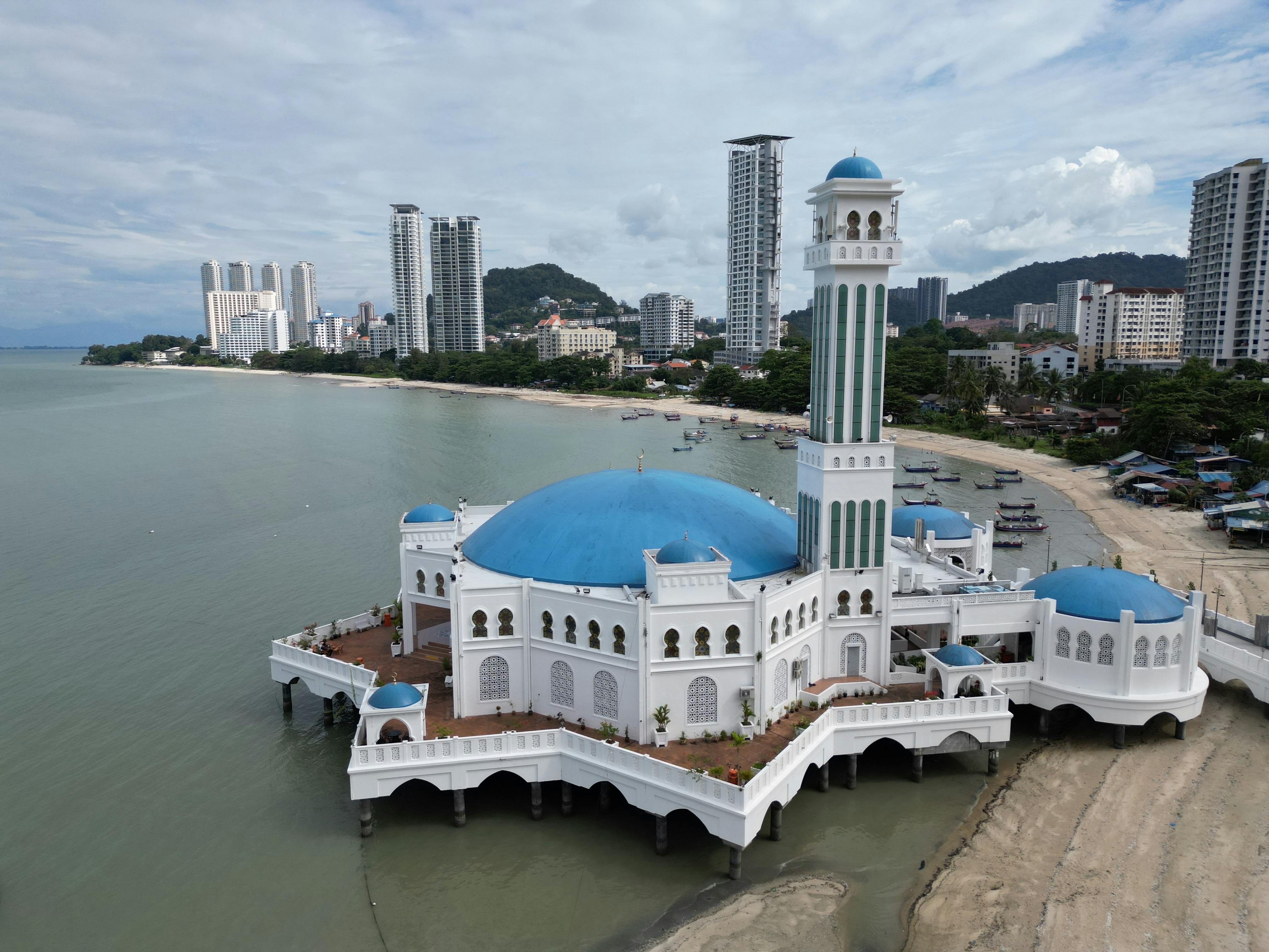 Floating Mosque in Penang with City Skyline · Free Stock Photo
