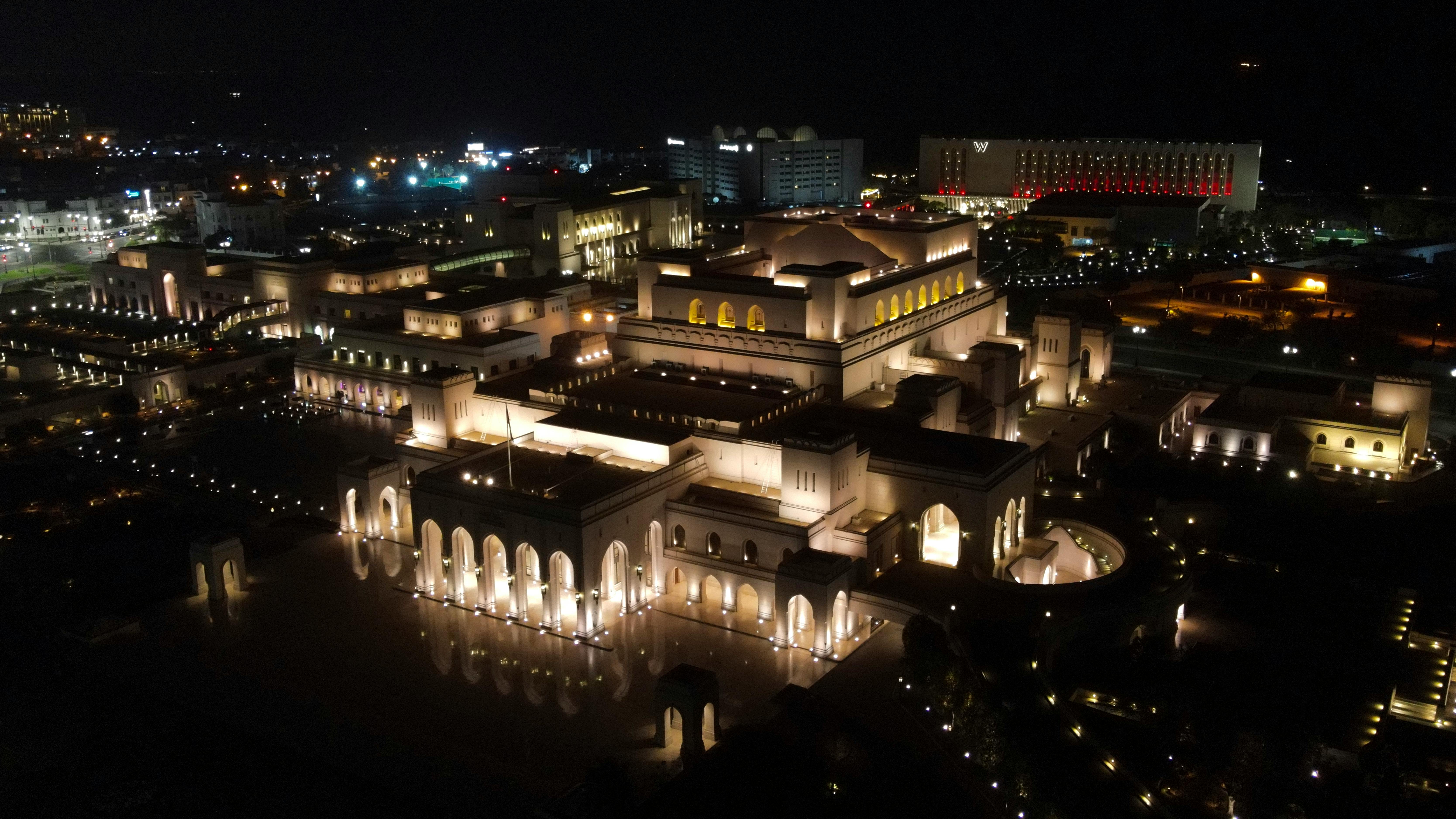 Royal Opera House Muscat Night Aerial View · Free Stock Photo