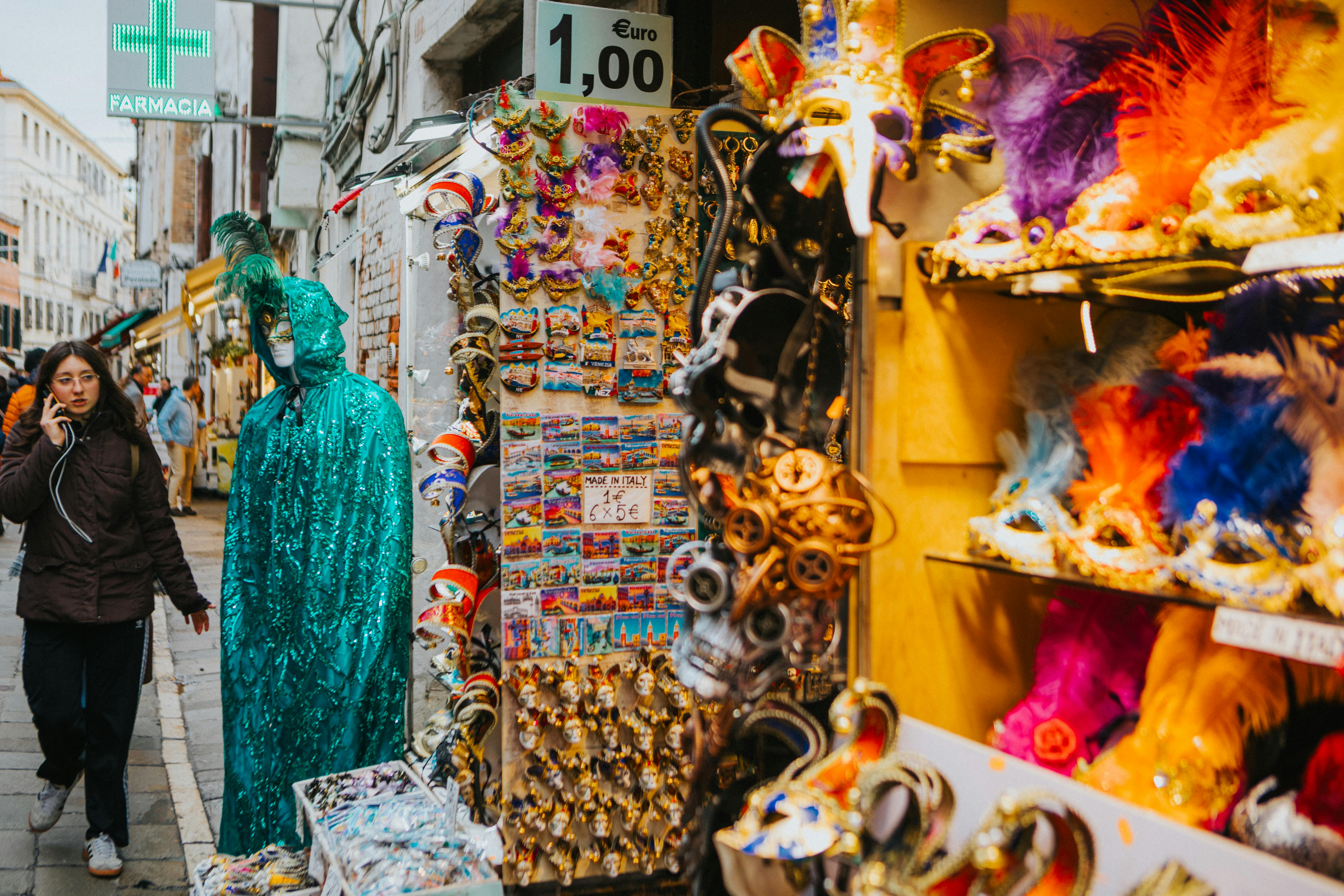 Venice Carnival Masks Street Vendor Scene · Free Stock Photo
