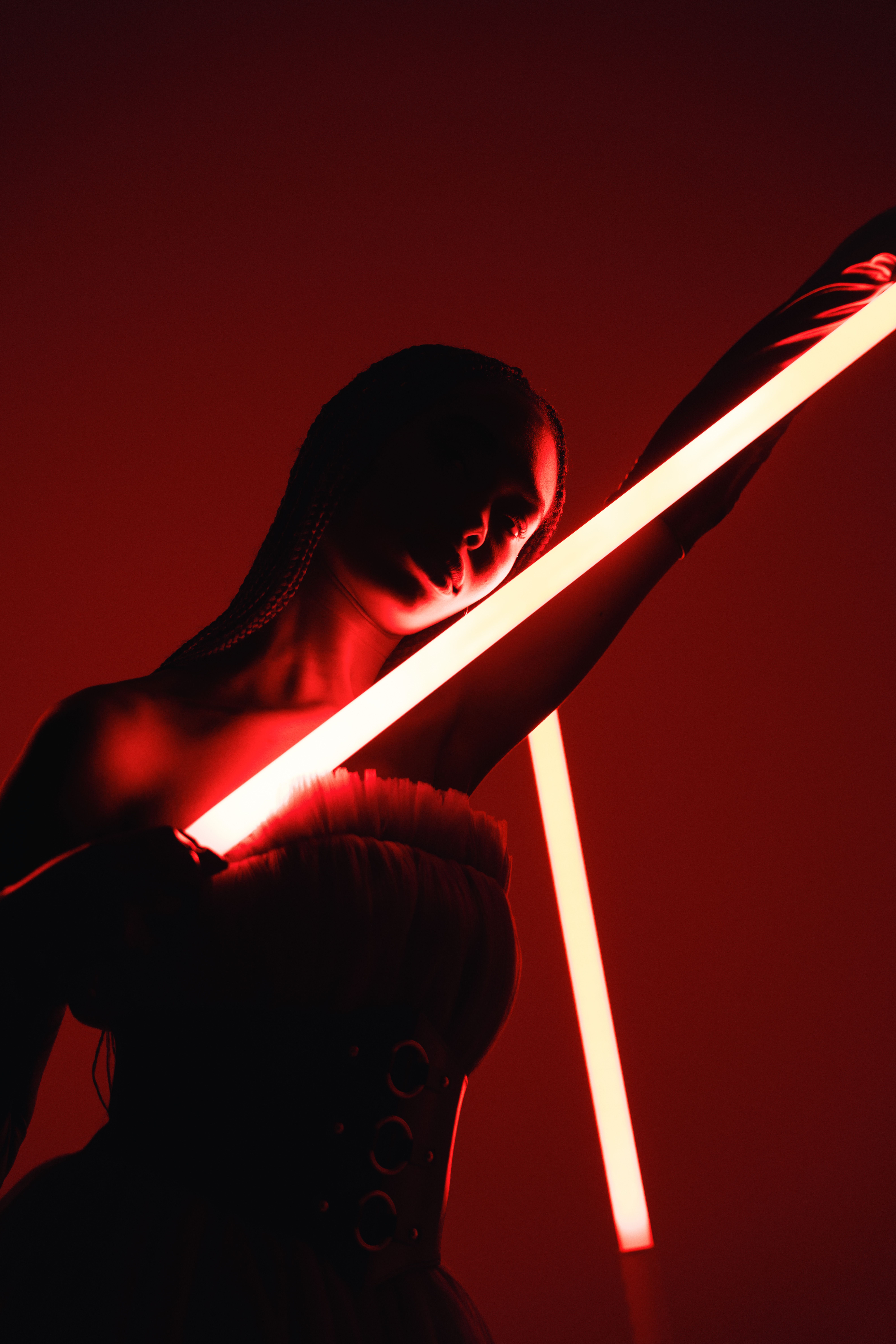 Artistic Silhouette with Neon Red Lighting · Free Stock Photo