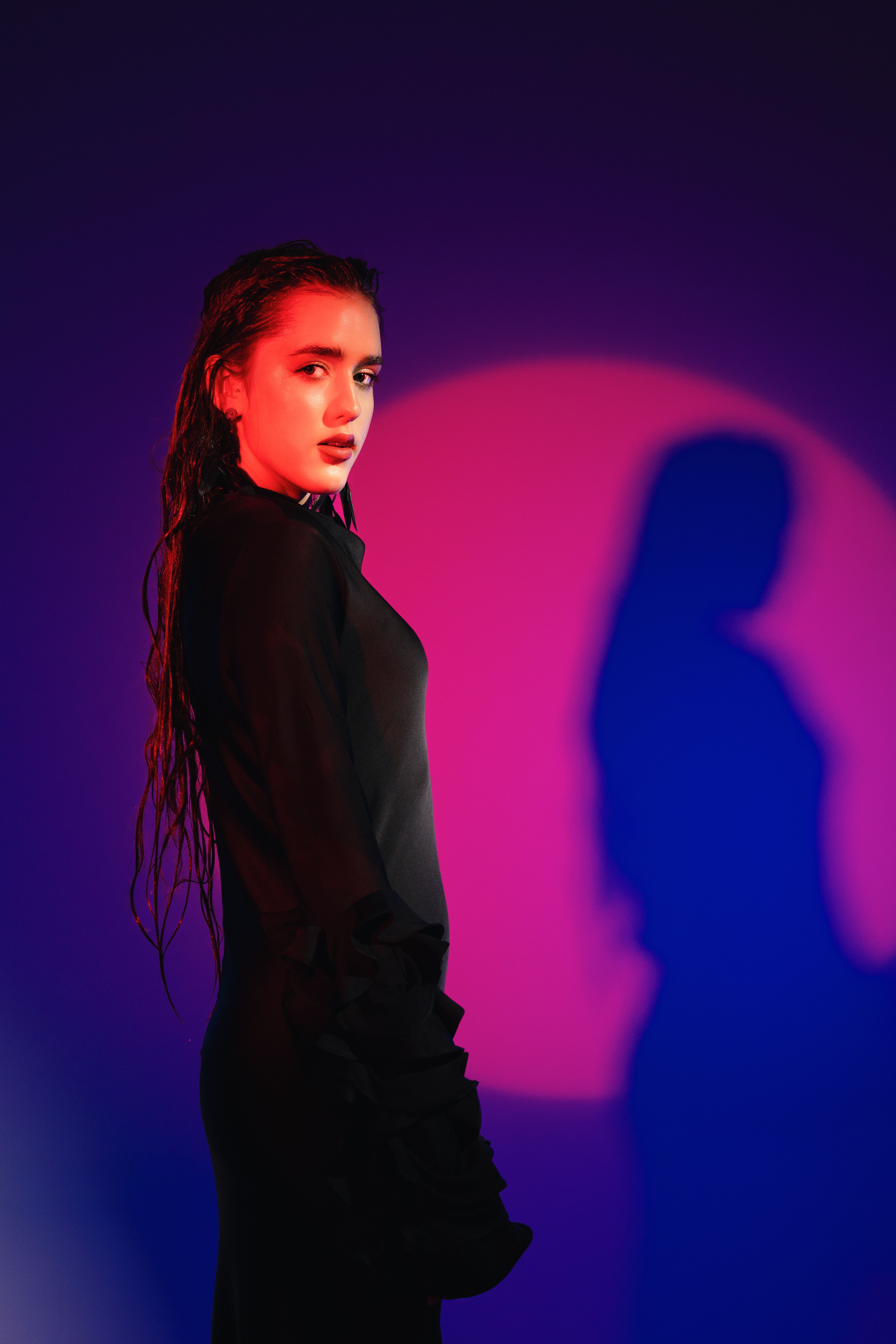 High Fashion Editorial Shoot with Bold Lighting · Free Stock Photo