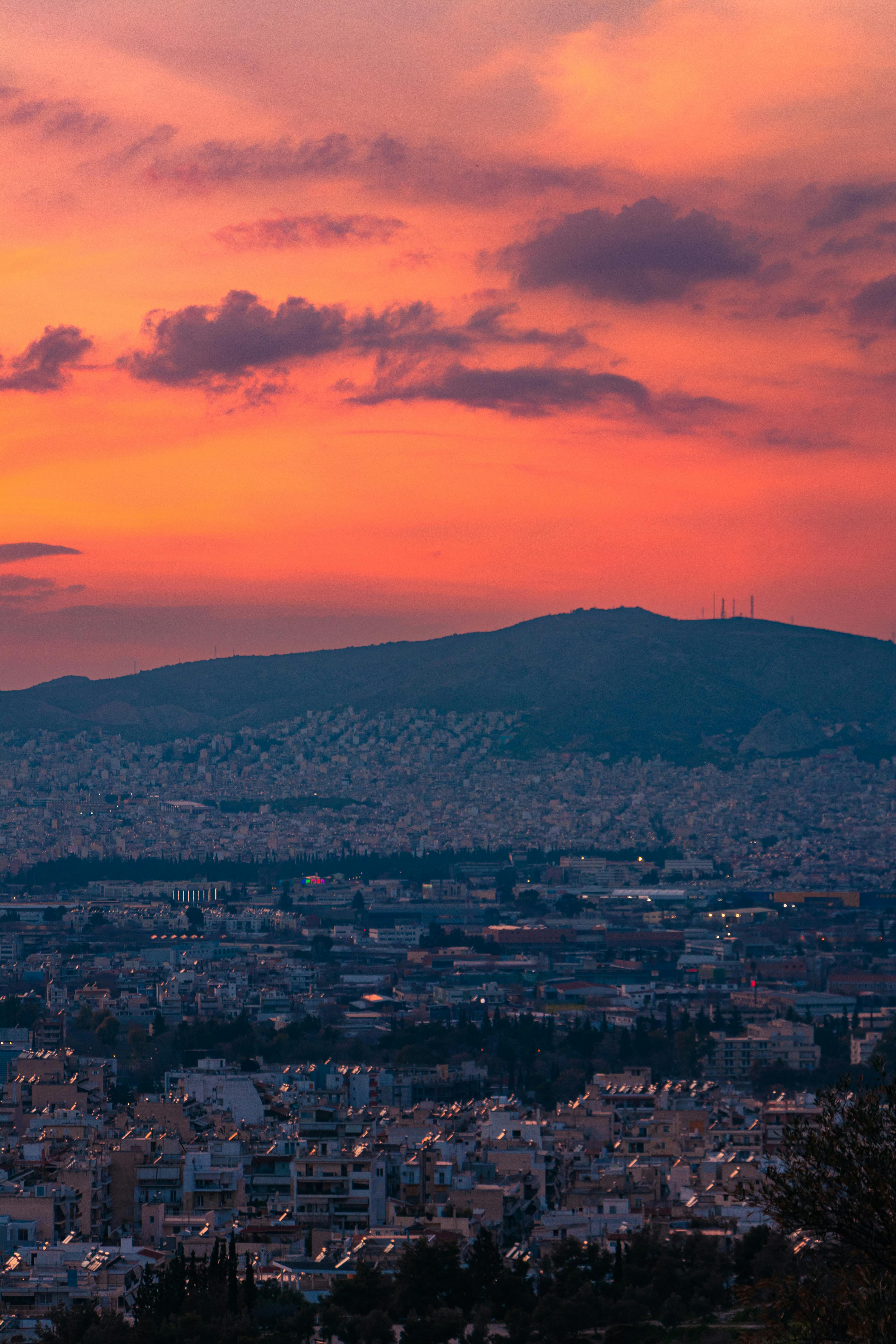 Breathtaking Athens Sunset Skyline View · Free Stock Photo