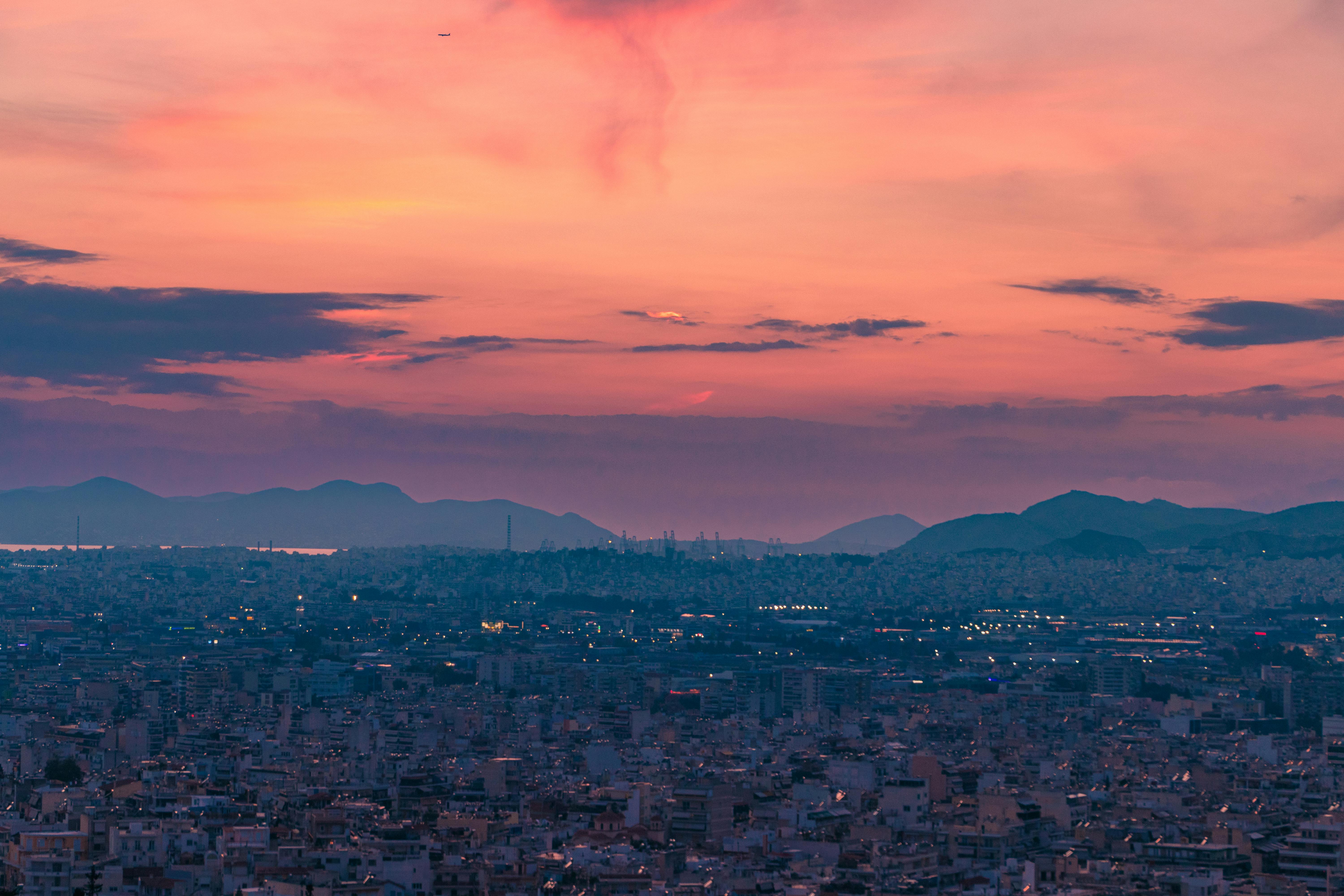 Stunning Athens Skyline at Sunset with Vibrant Colors · Free Stock Photo