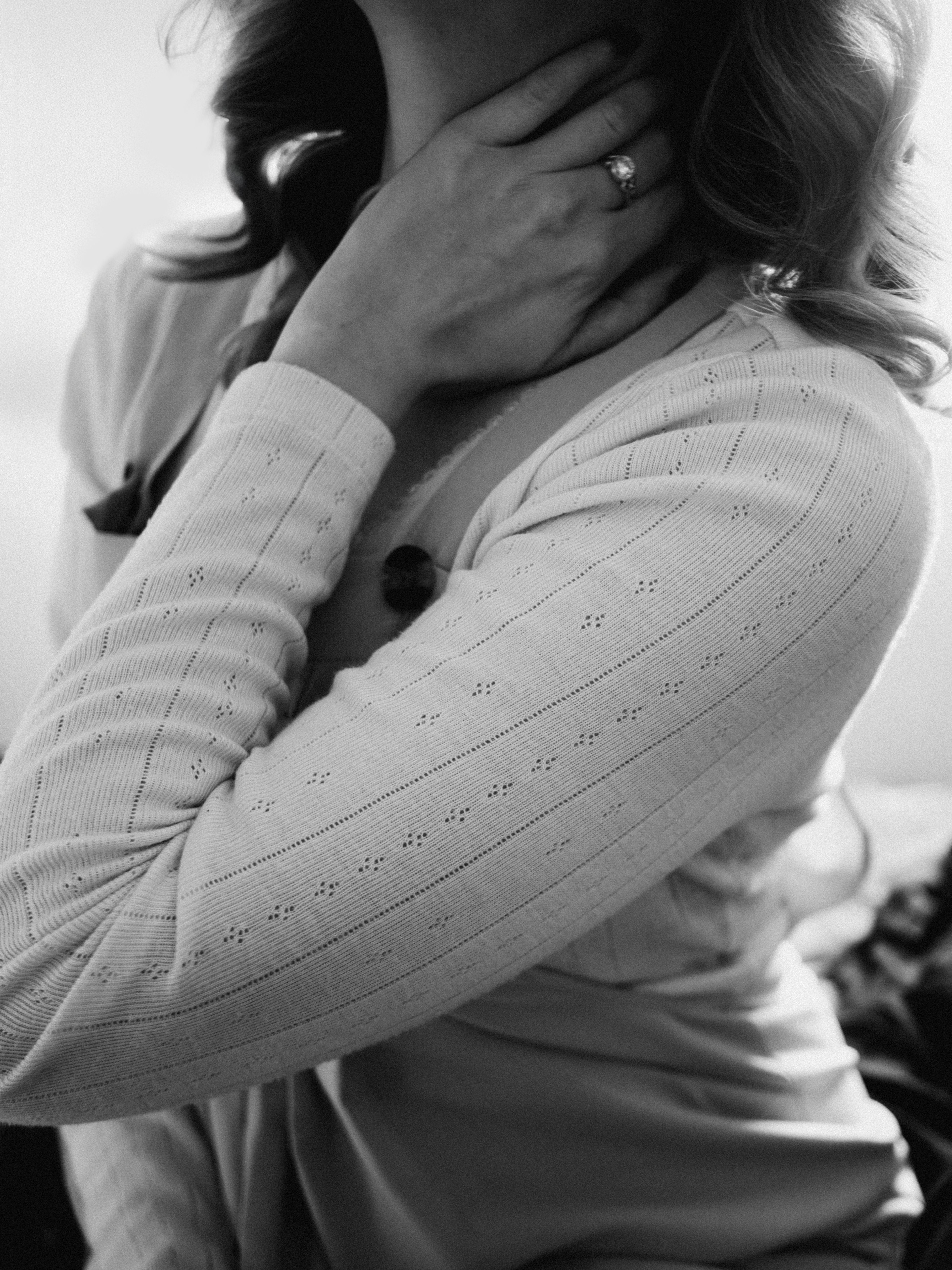Black and White Portrait of Woman in Pensive Pose · Free Stock Photo