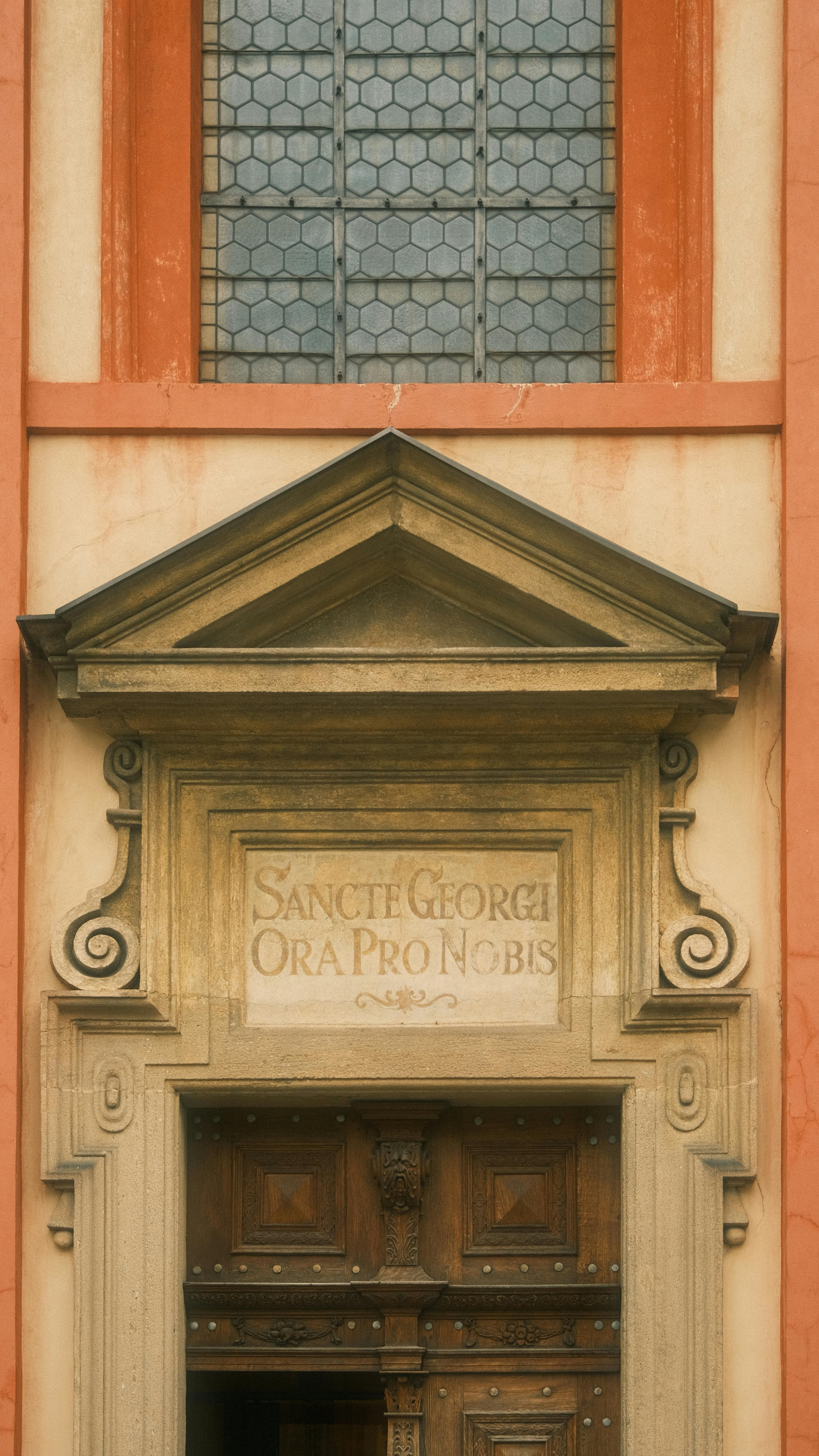 Ornate Church Entrance with Latin Inscription · Free Stock Photo