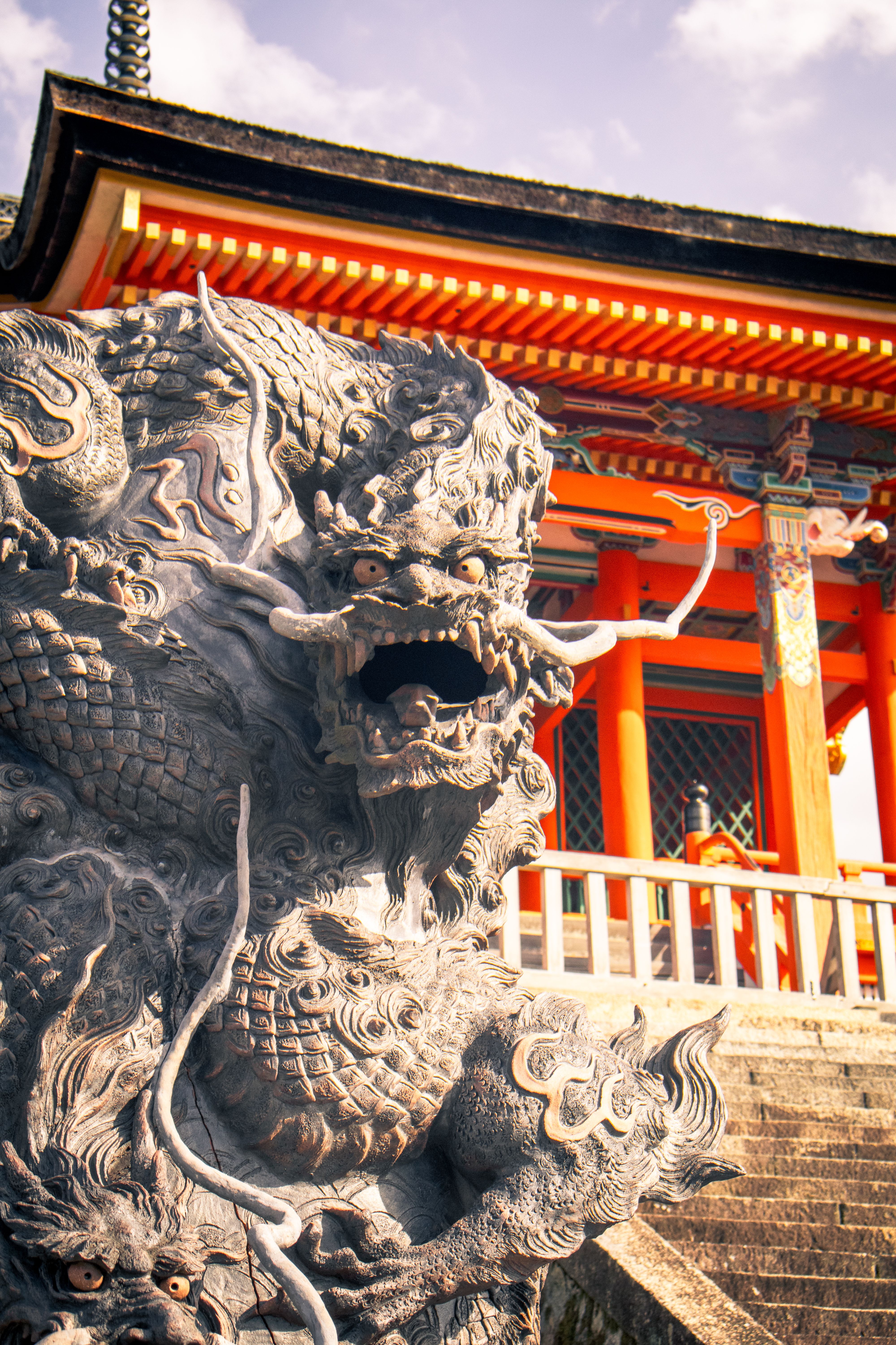 Stone Guardian Dragon at Kyoto Shrine · Free Stock Photo