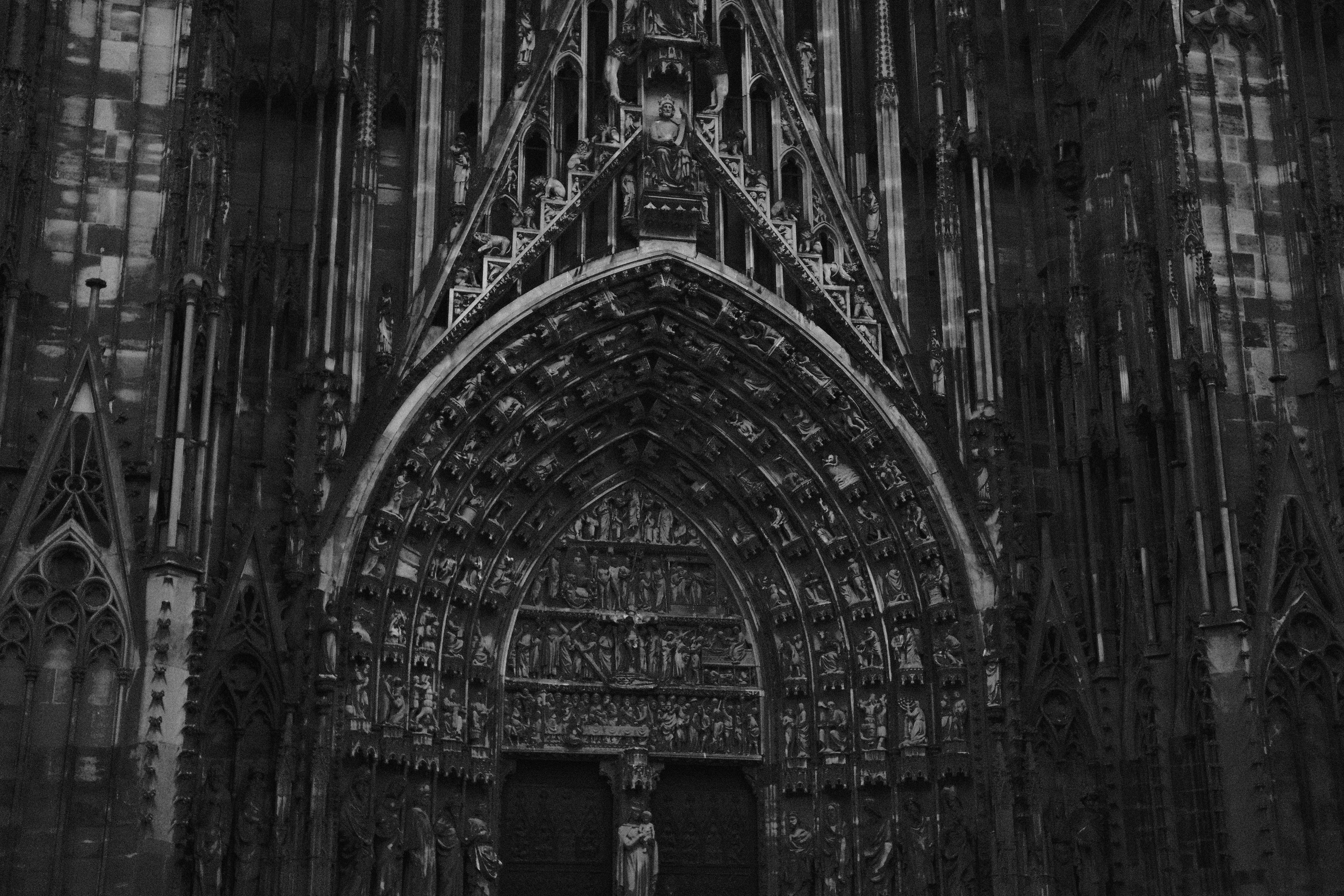 Gothic Cathedral Facade with Detailed Ornamentation · Free Stock Photo