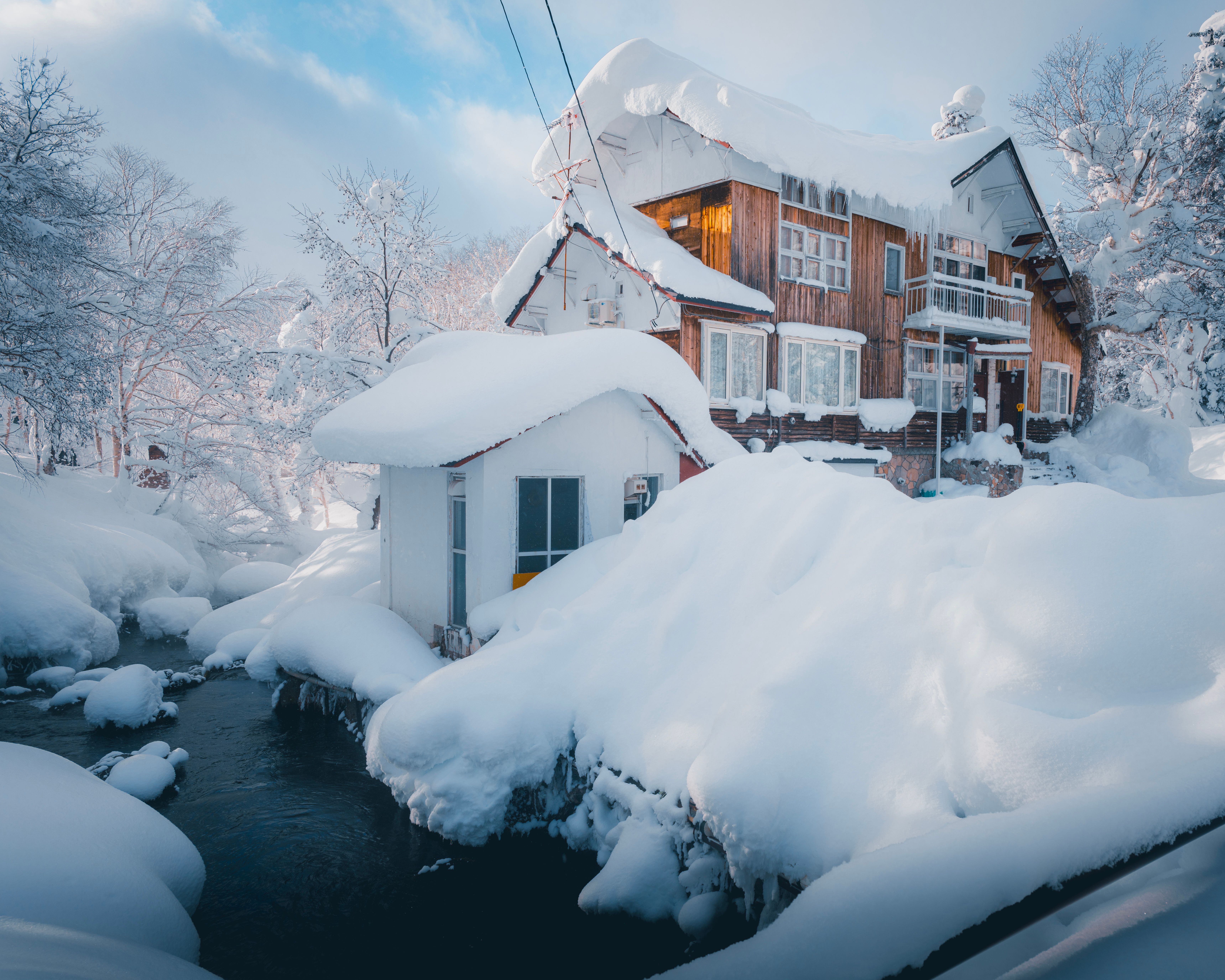 Snow Covered Wooden House Inside Forest · Free Stock Photo