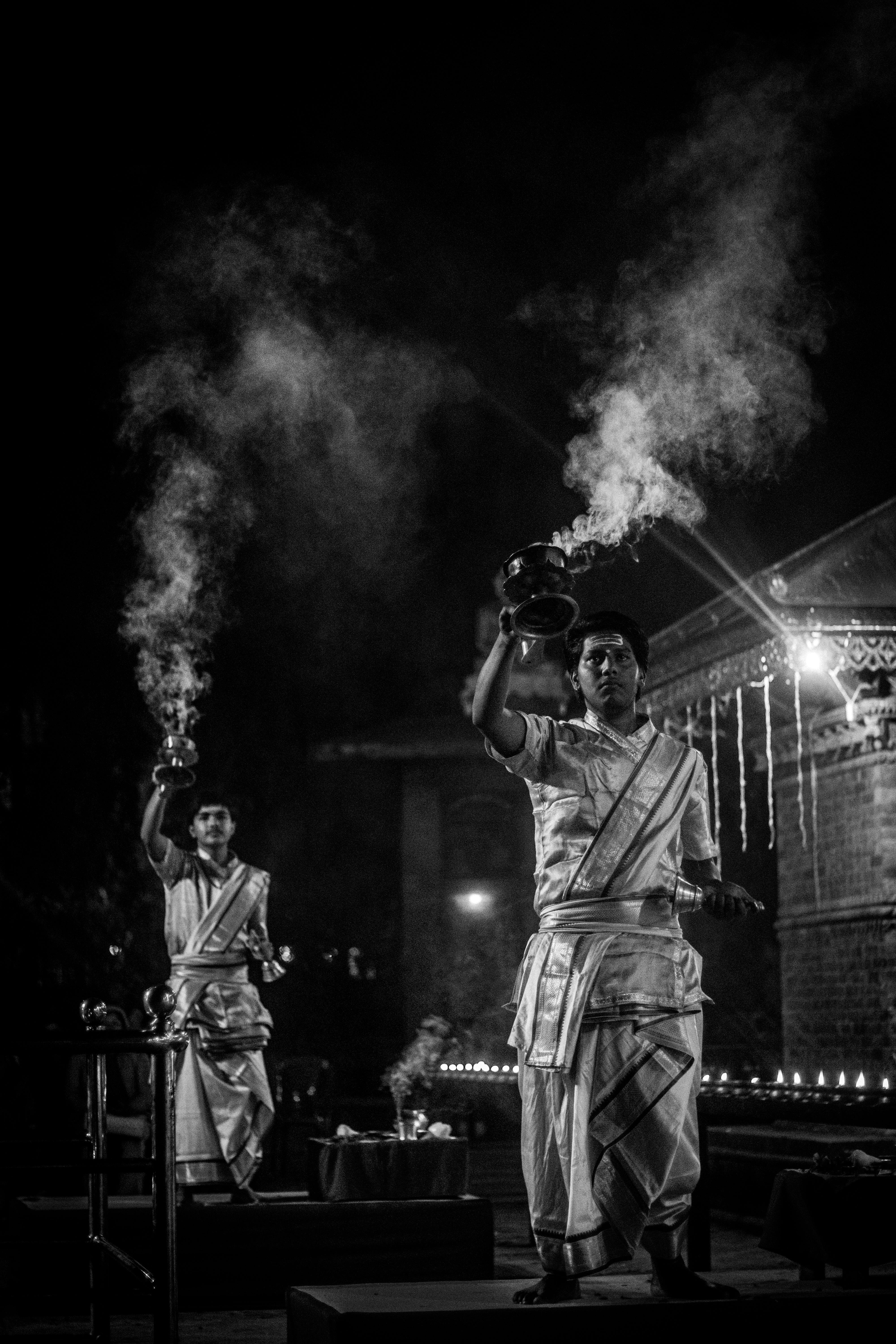 Traditional Indian Prayer Ritual at Night · Free Stock Photo