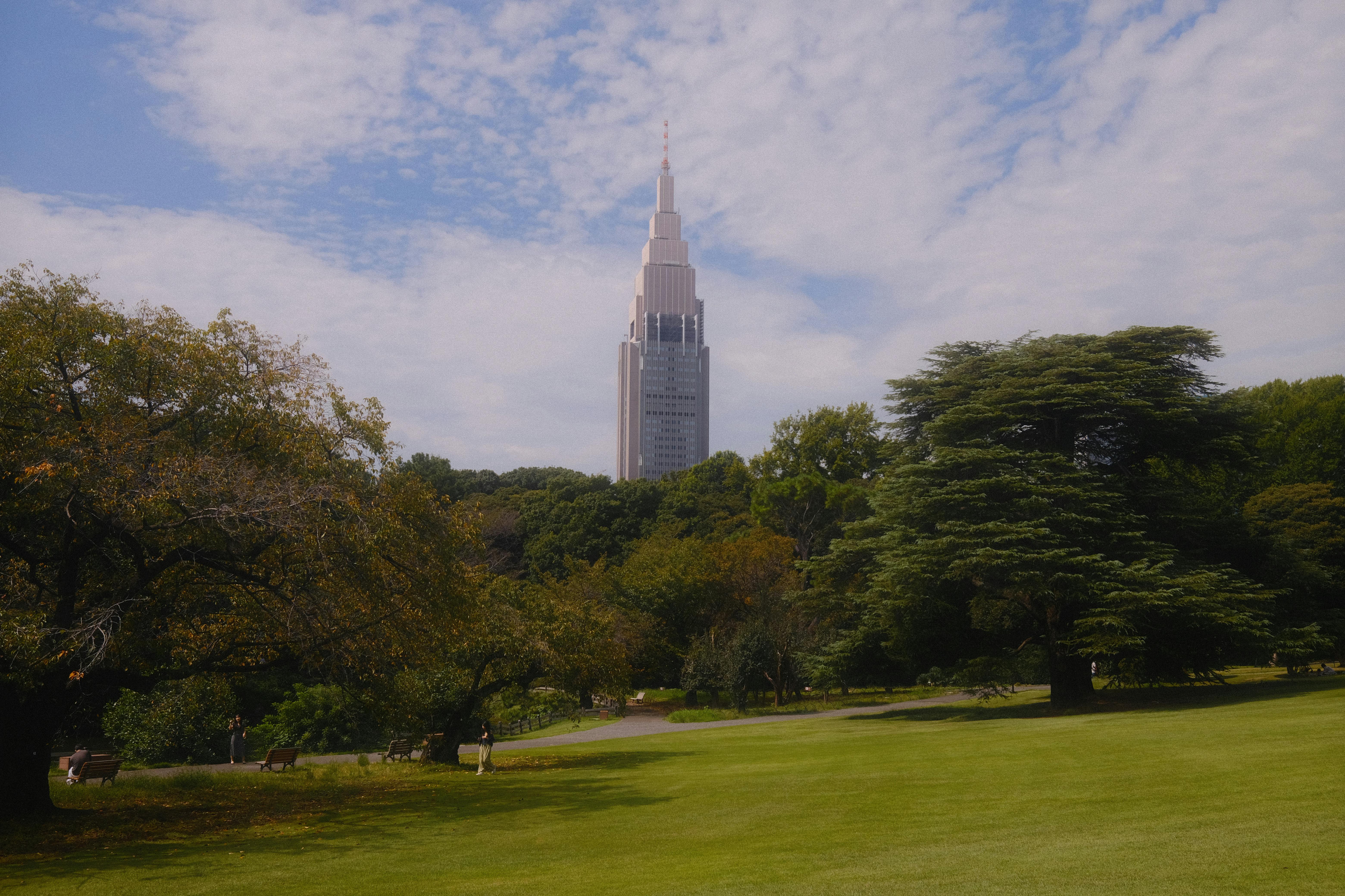 Iconic Shinjuku Gyoen Park with NTT Docomo Tower · Free Stock Photo