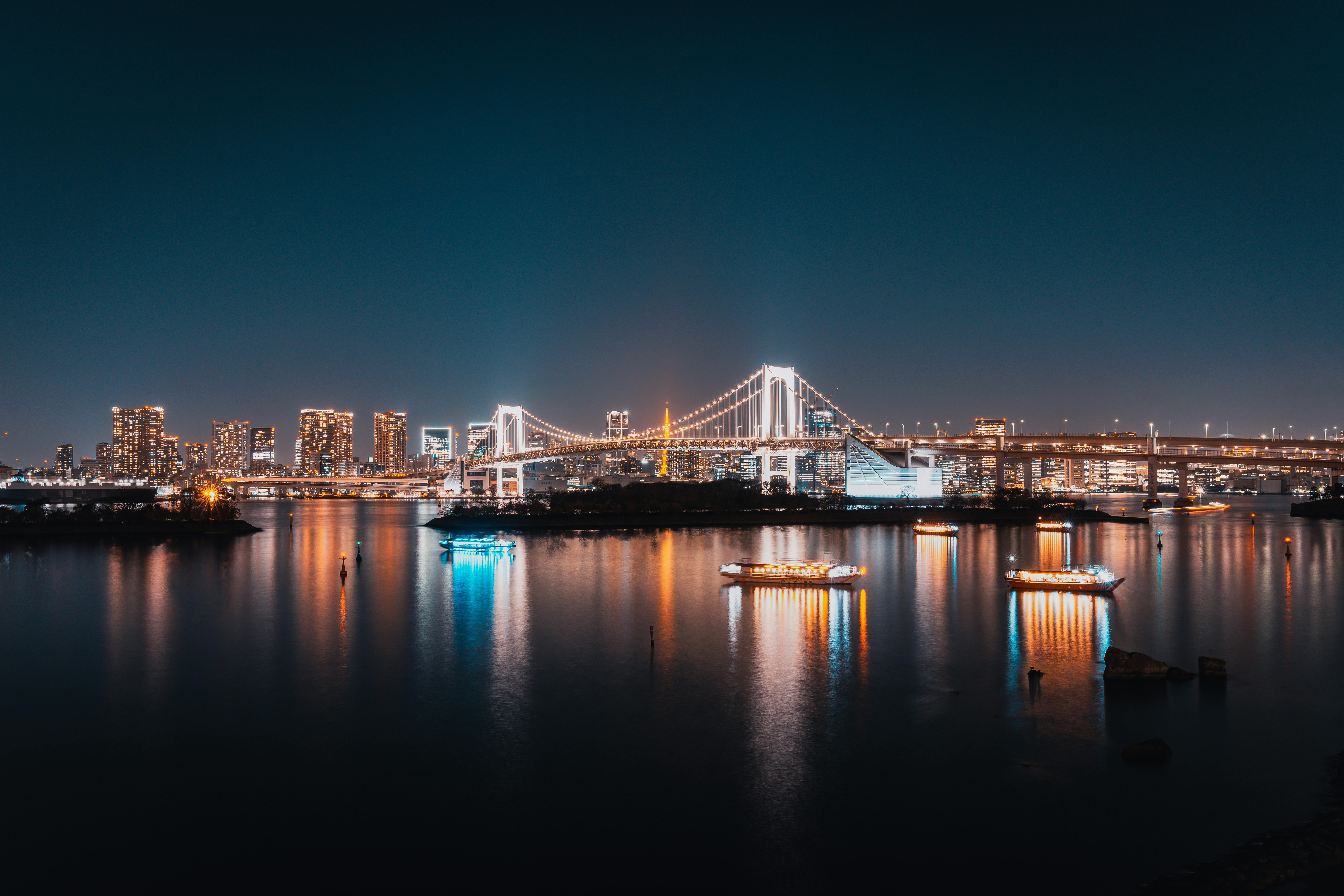 A Bridge in a City at Night · Free Stock Photo