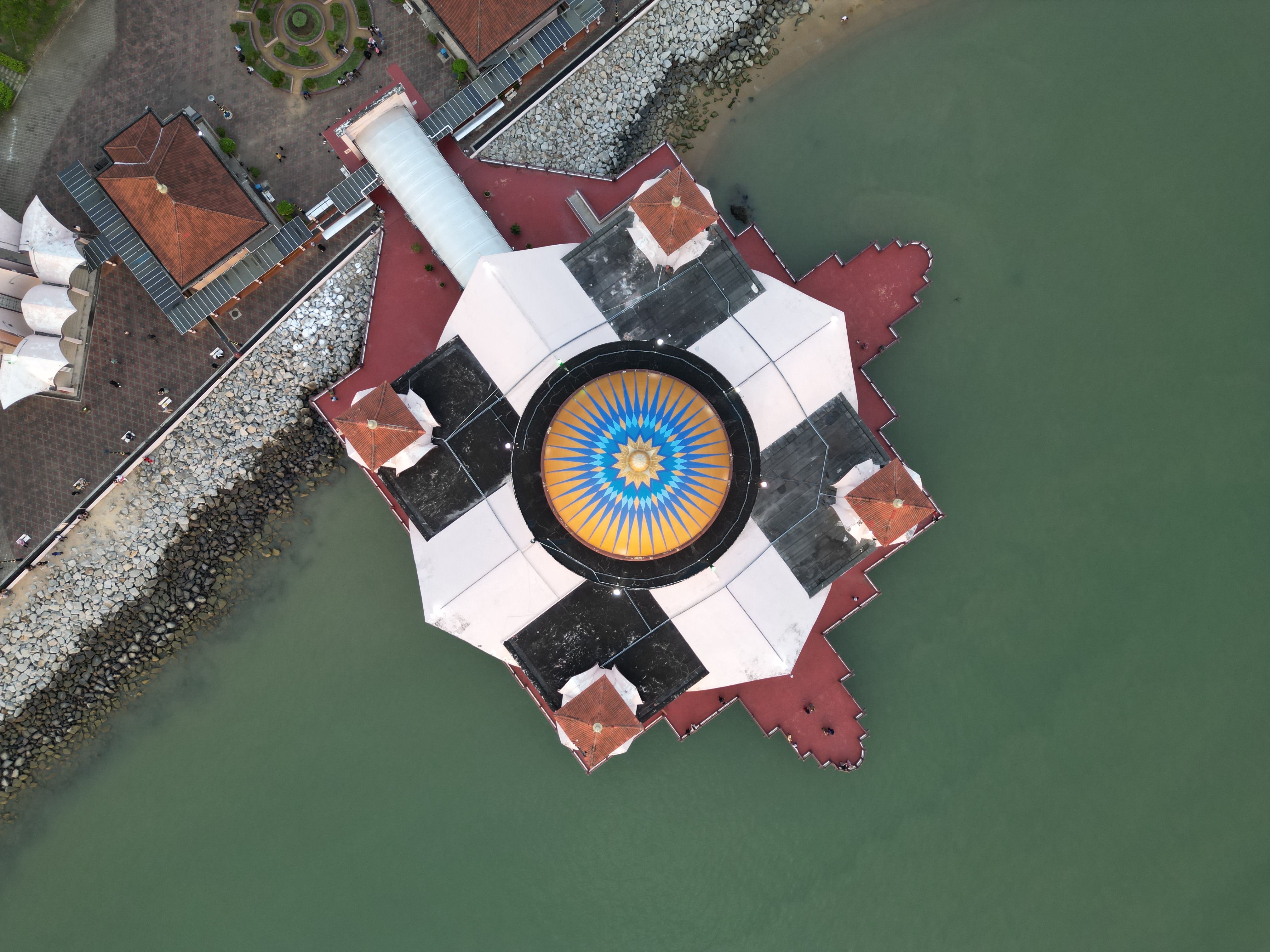 Aerial View of Floating Mosque on Waterfront · Free Stock Photo