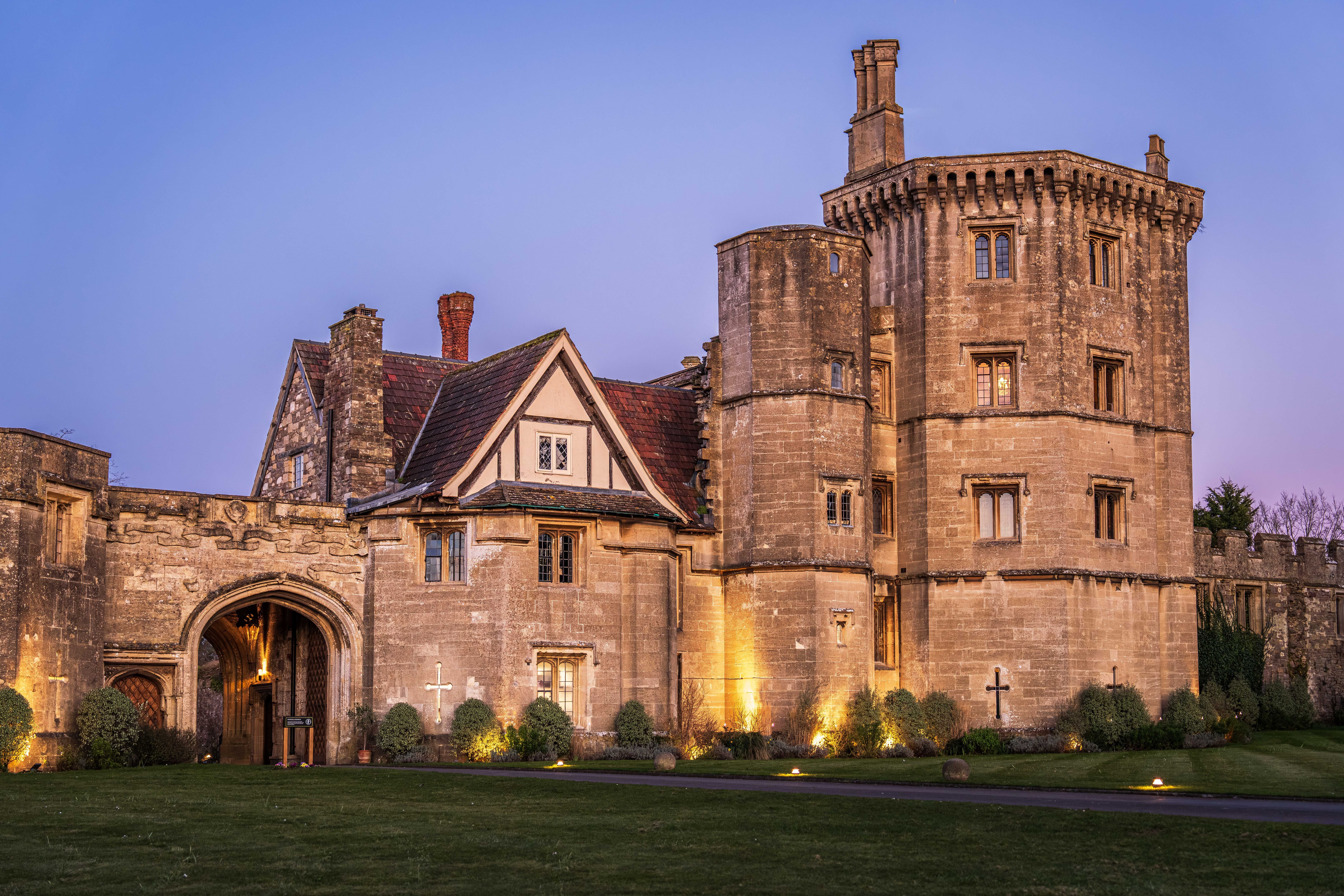 Historic Castle at Twilight with Illuminated Architecture · Free Stock ...