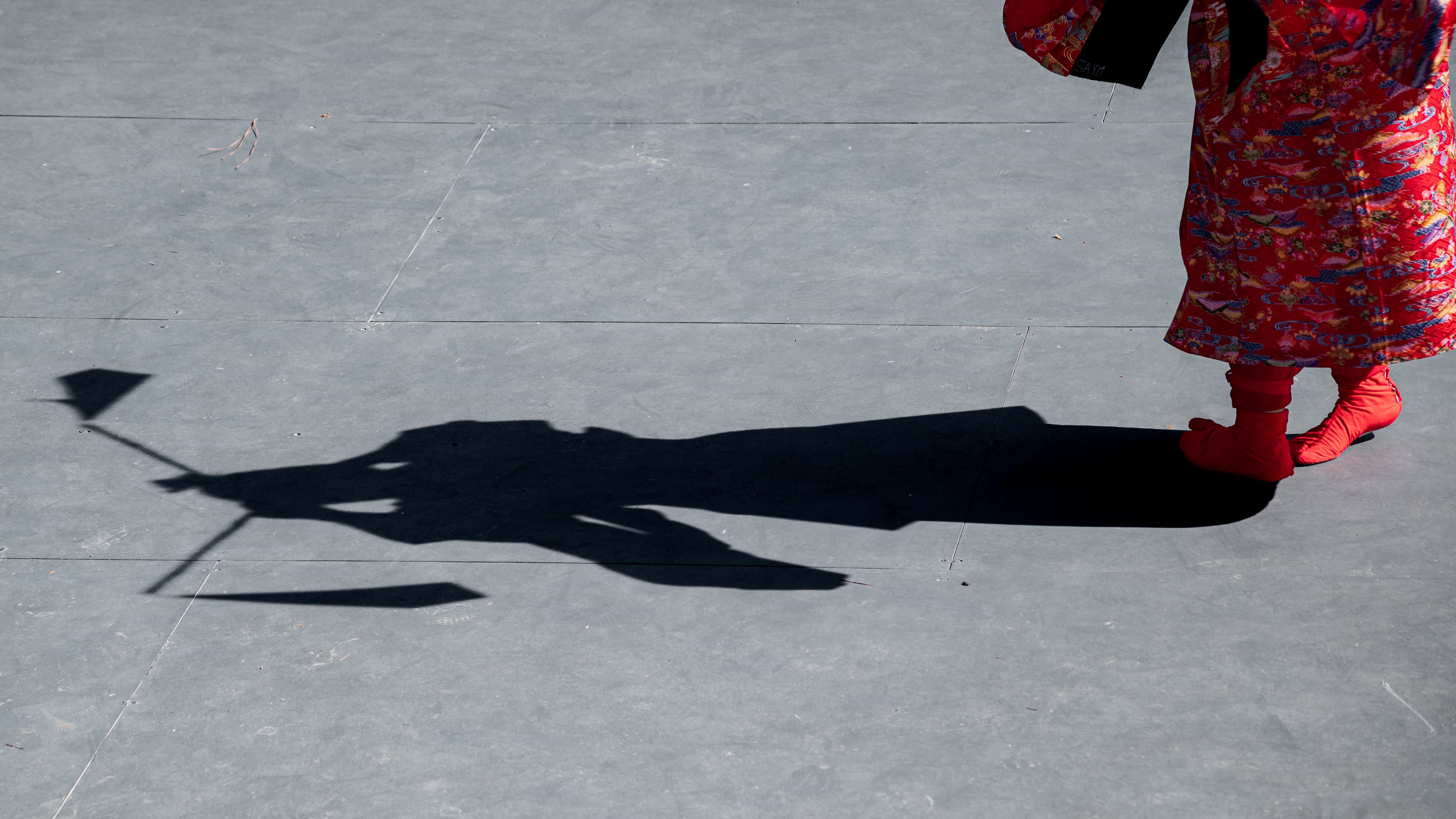 Shadow Play in Japanese Cultural Attire in Buenos Aires · Free Stock Photo