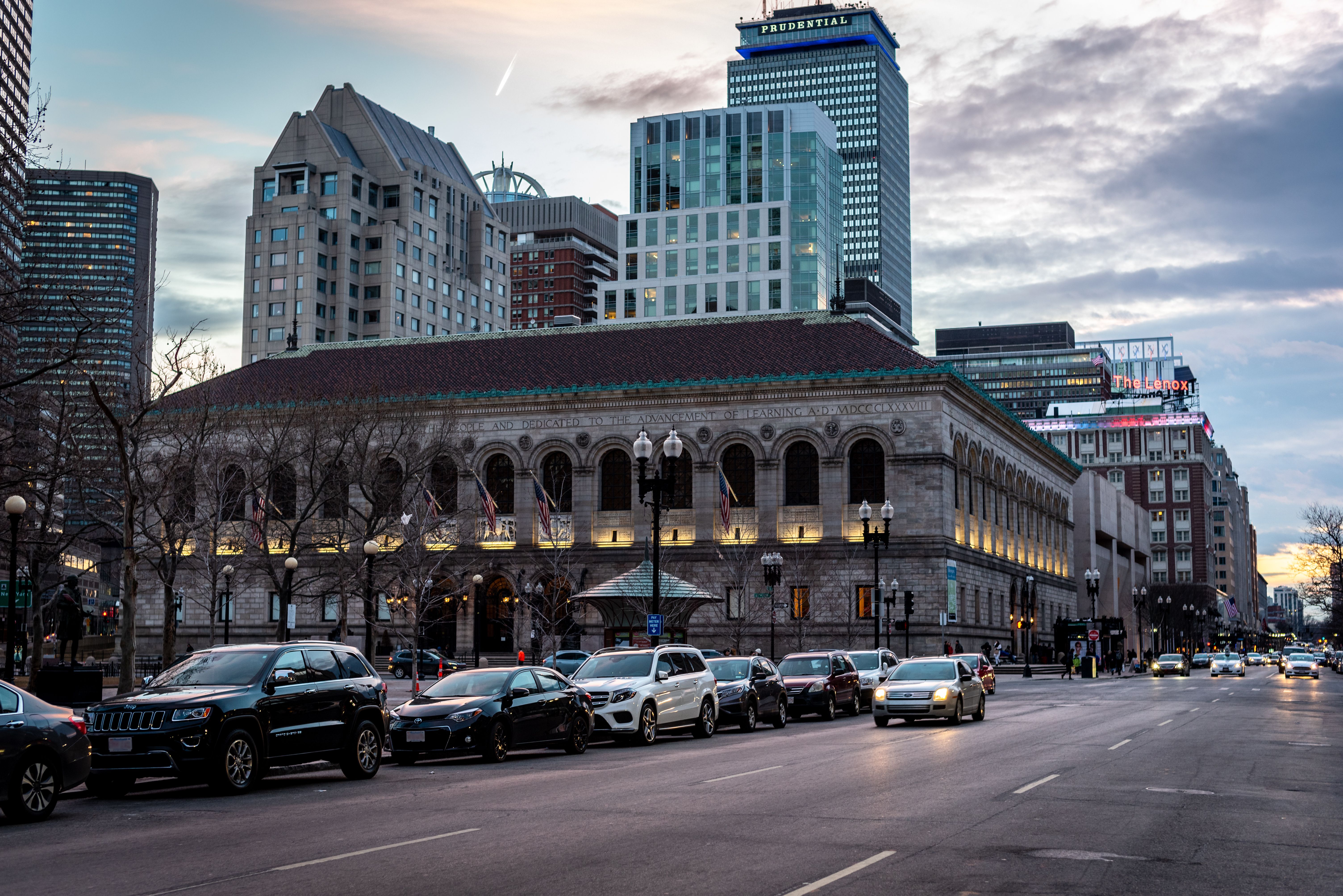 Boston Public Library at Dusk with Skyline View · Free Stock Photo