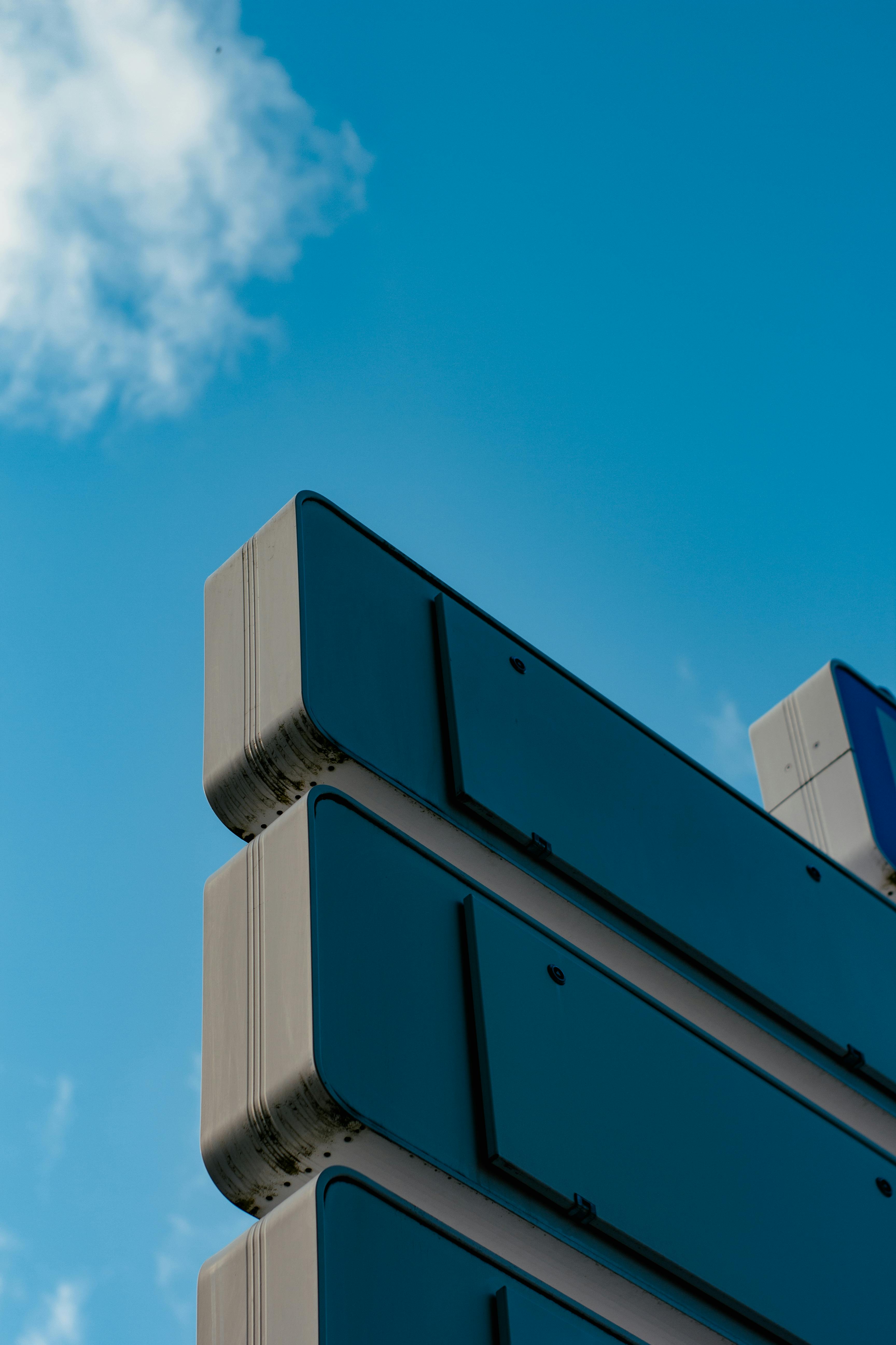 Free stock photo of blue sky, directional sign, panels