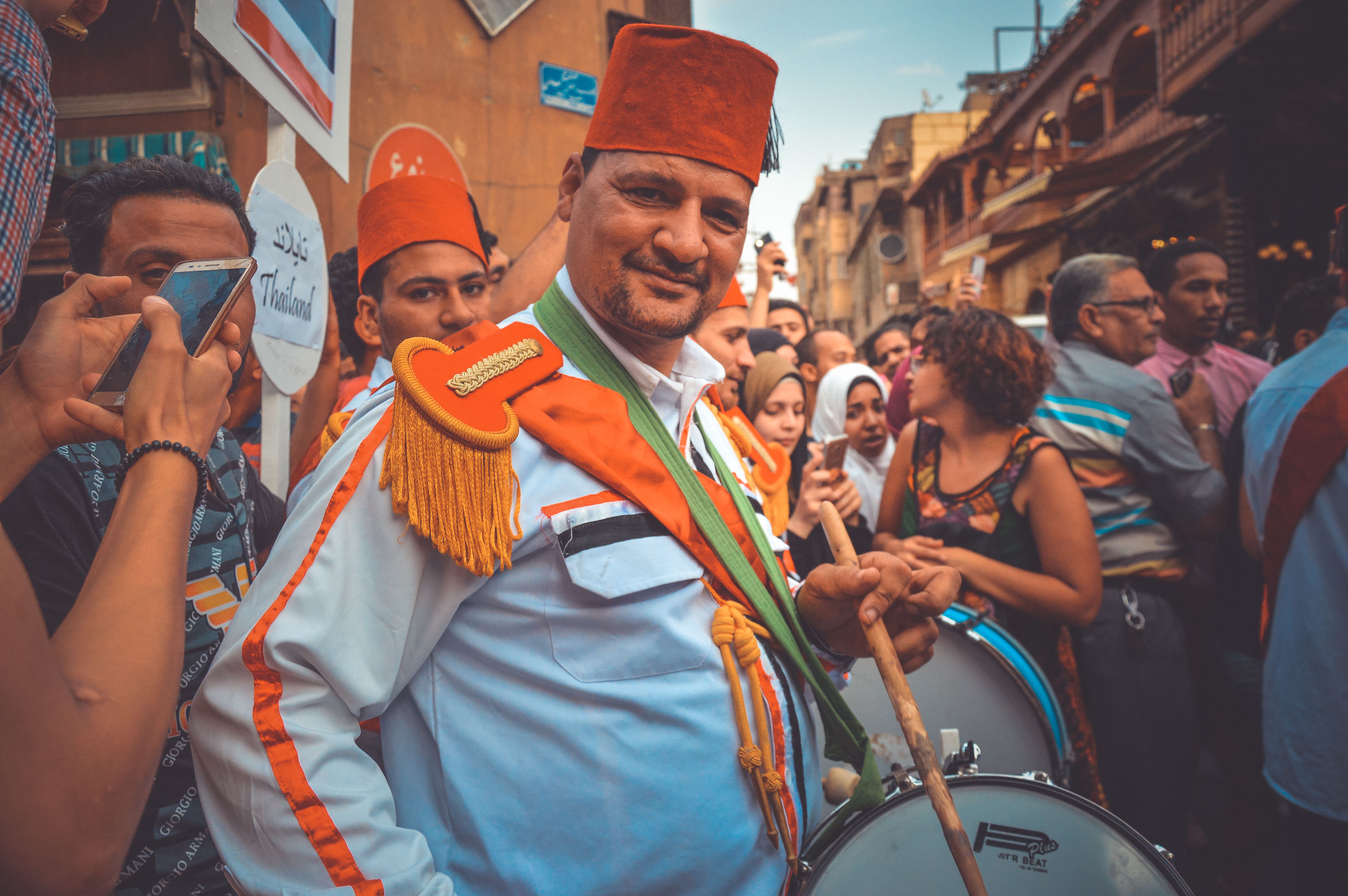 Cultural Festival in Cairo with Traditional Drummers · Free Stock Photo