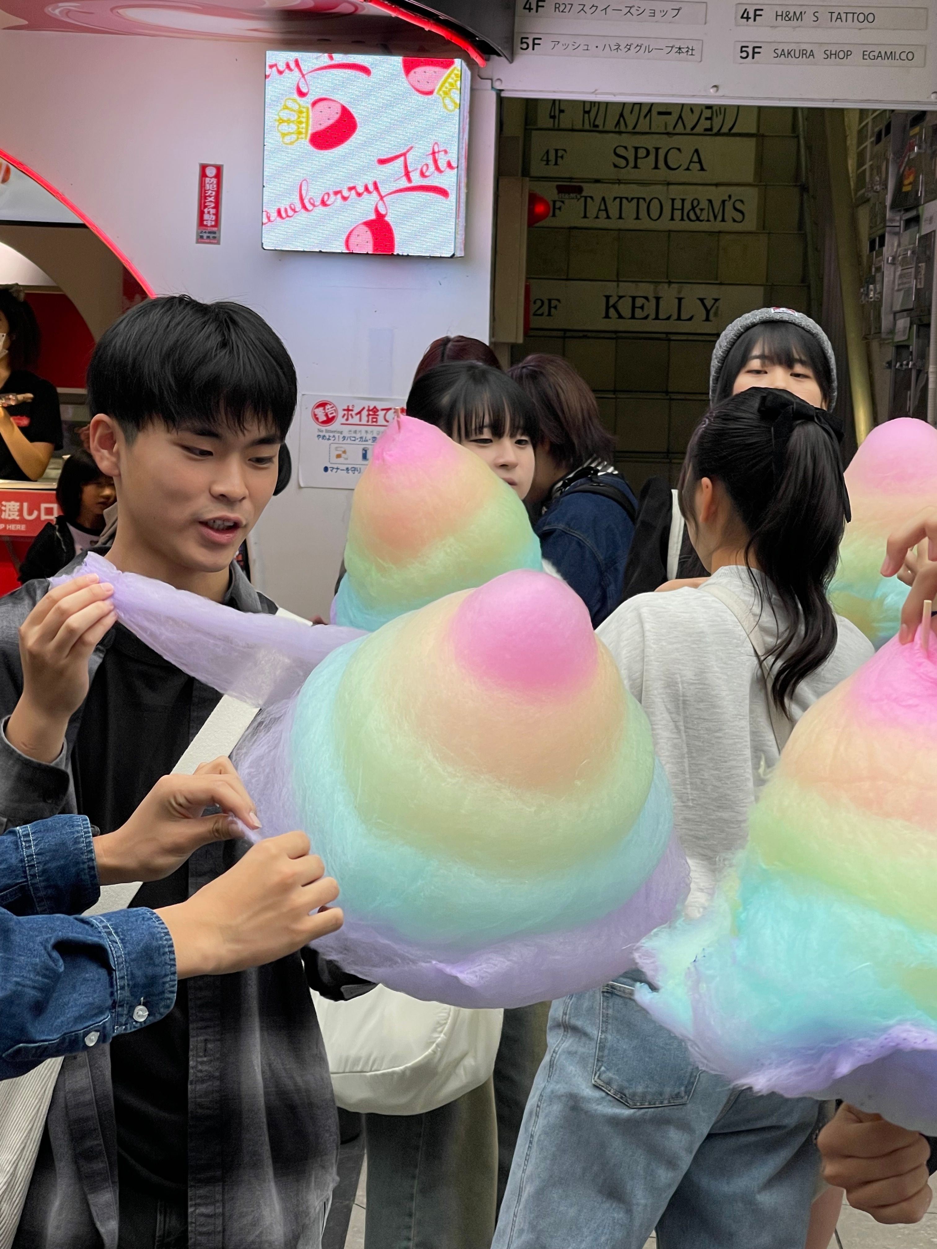 Vibrant Rainbow Cotton Candy in Tokyo Street · Free Stock Photo