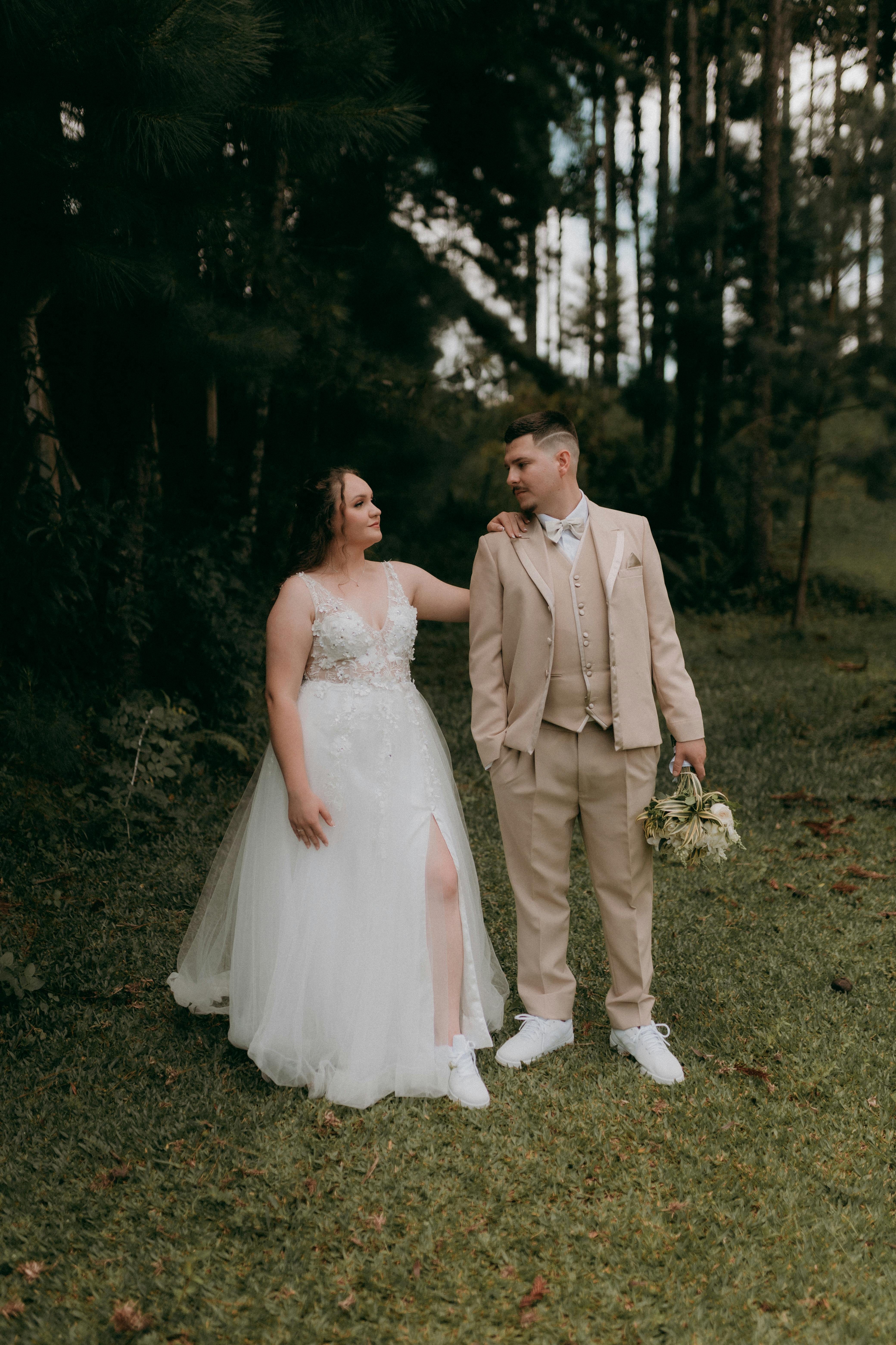 Elegant Outdoor Wedding Portrait of a Couple · Free Stock Photo