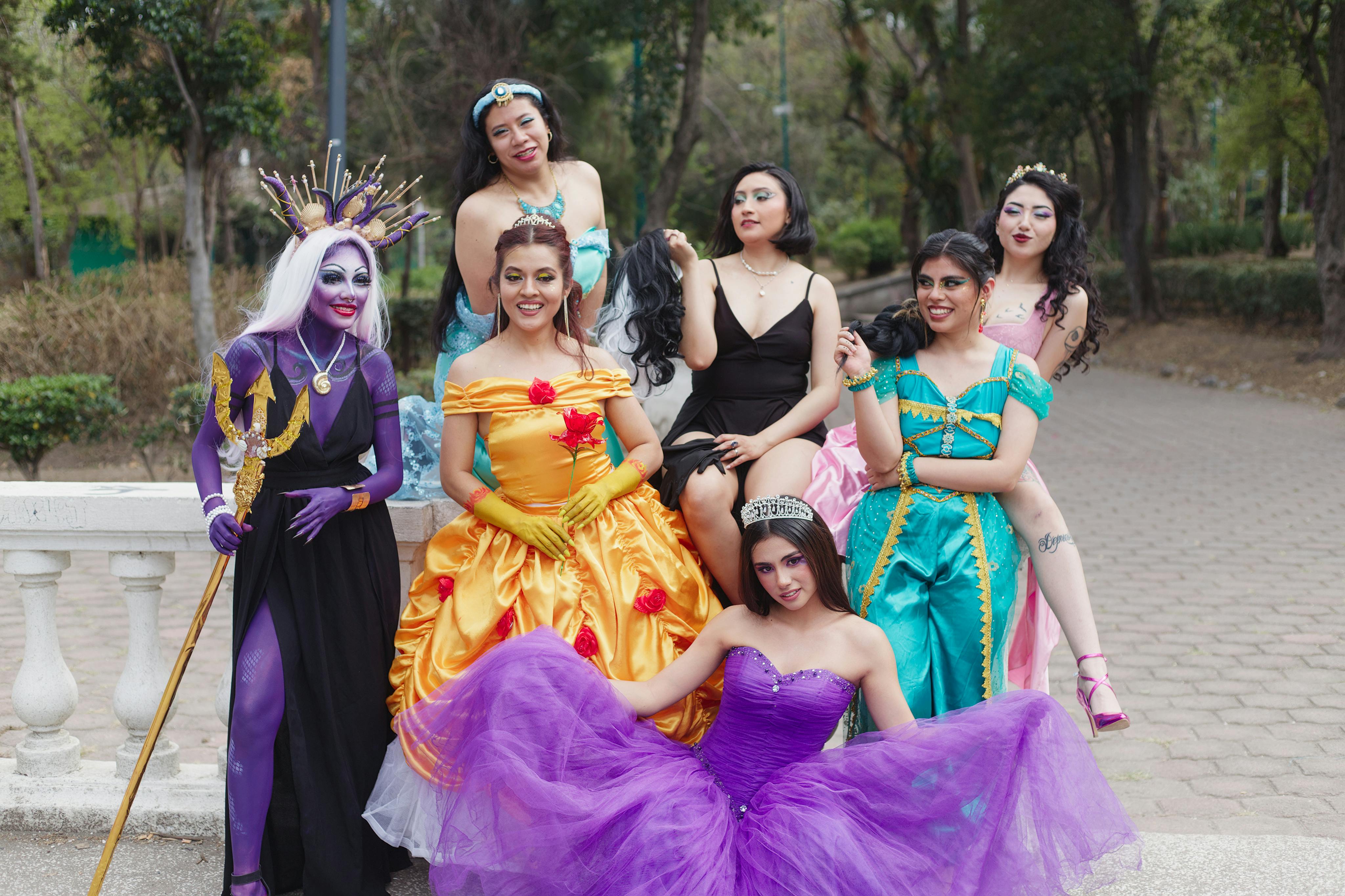 Colorful Cosplay Group in Fantasy Costumes Outdoors · Free Stock Photo