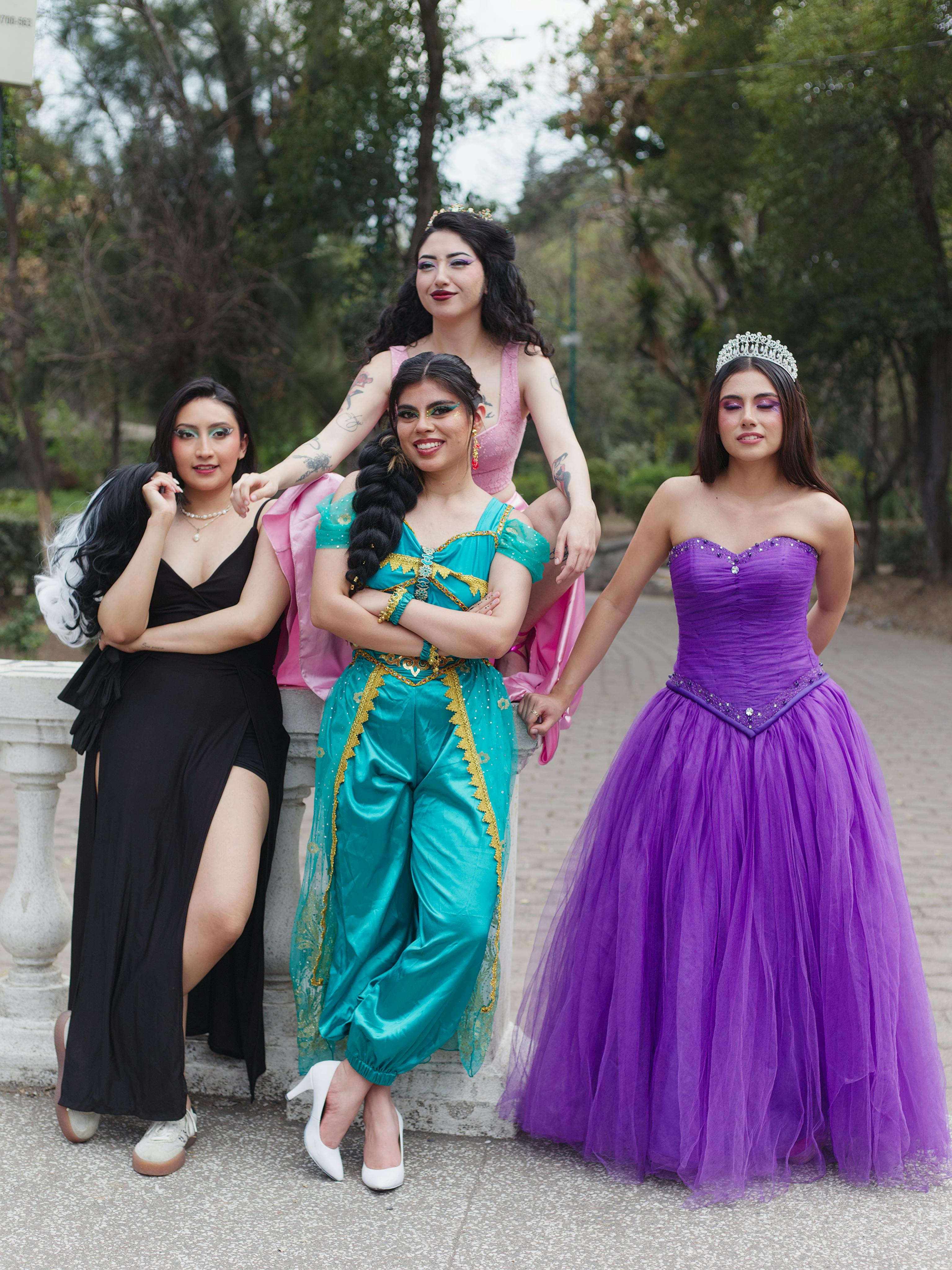 Diverse Women in Elegant Princess Costumes Outdoors · Free Stock Photo