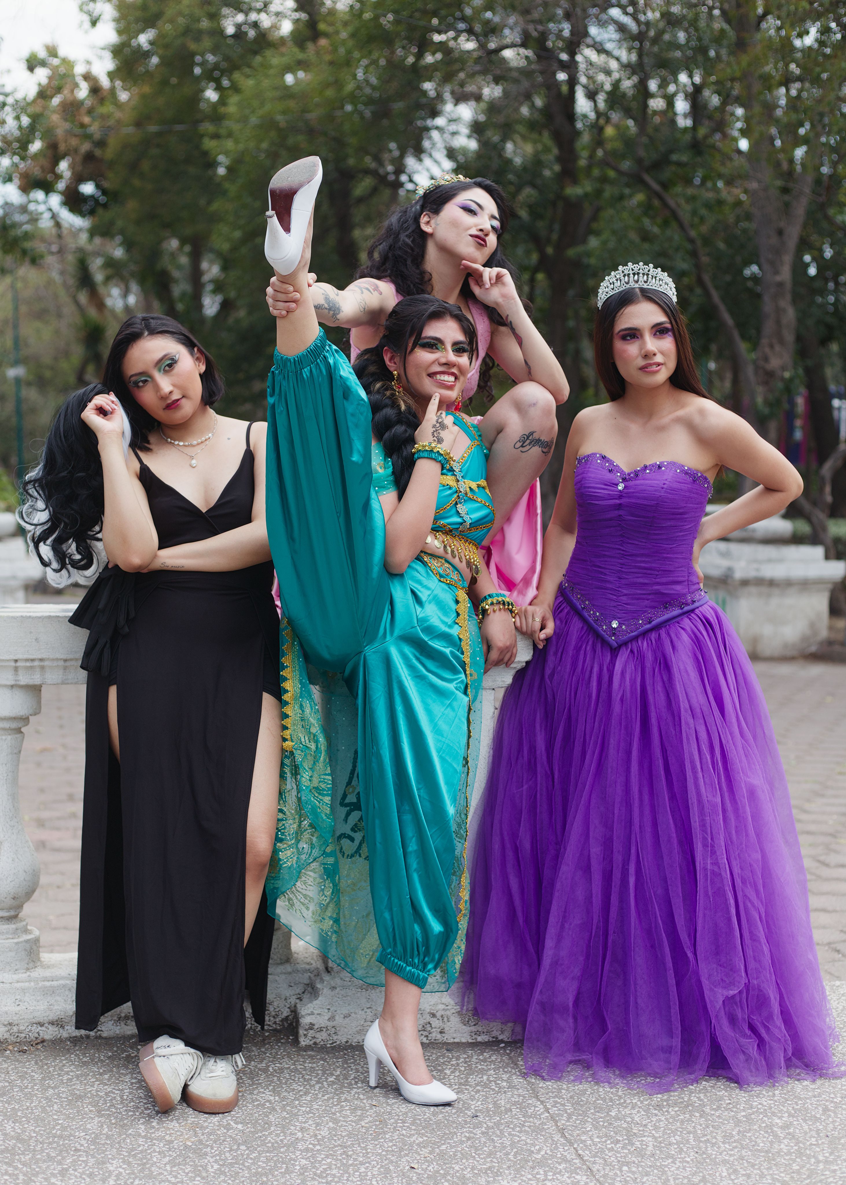 Colorful Group of Diverse Women in Elegant Dresses Outdoors · Free ...