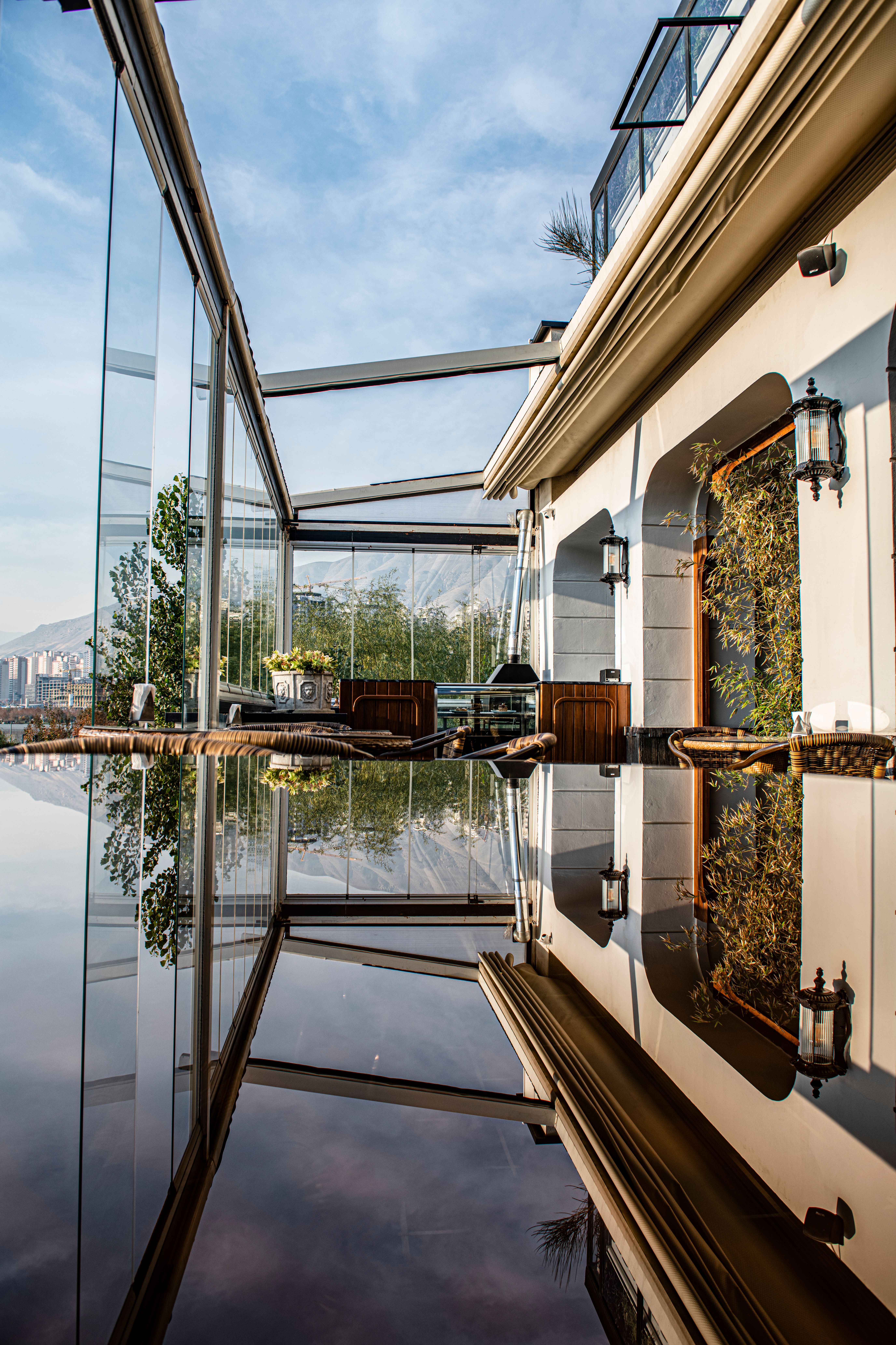 Elegant Glass Architecture at Urban Cafe · Free Stock Photo
