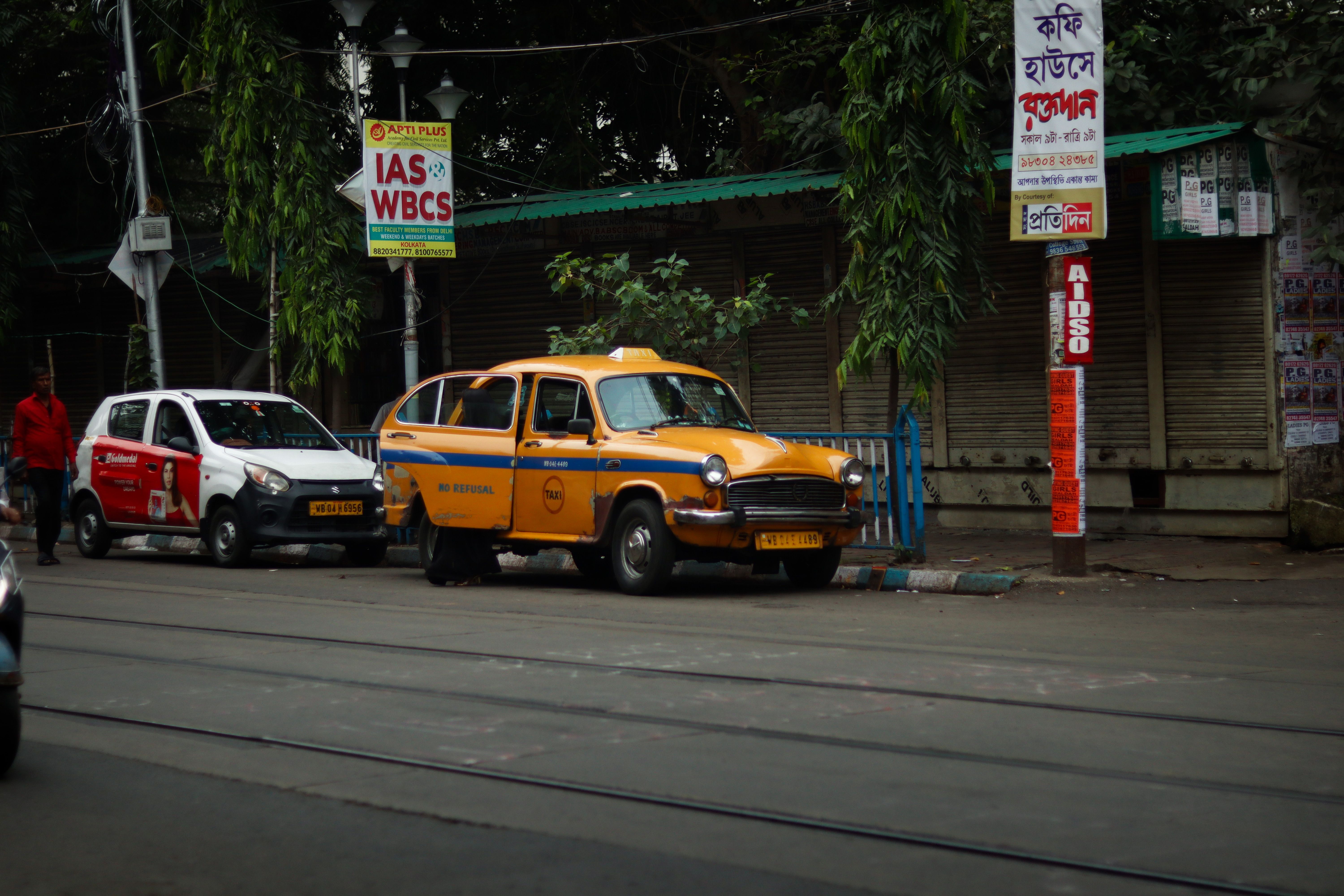 Yellow Taxi on Kolkata Street · Free Stock Photo