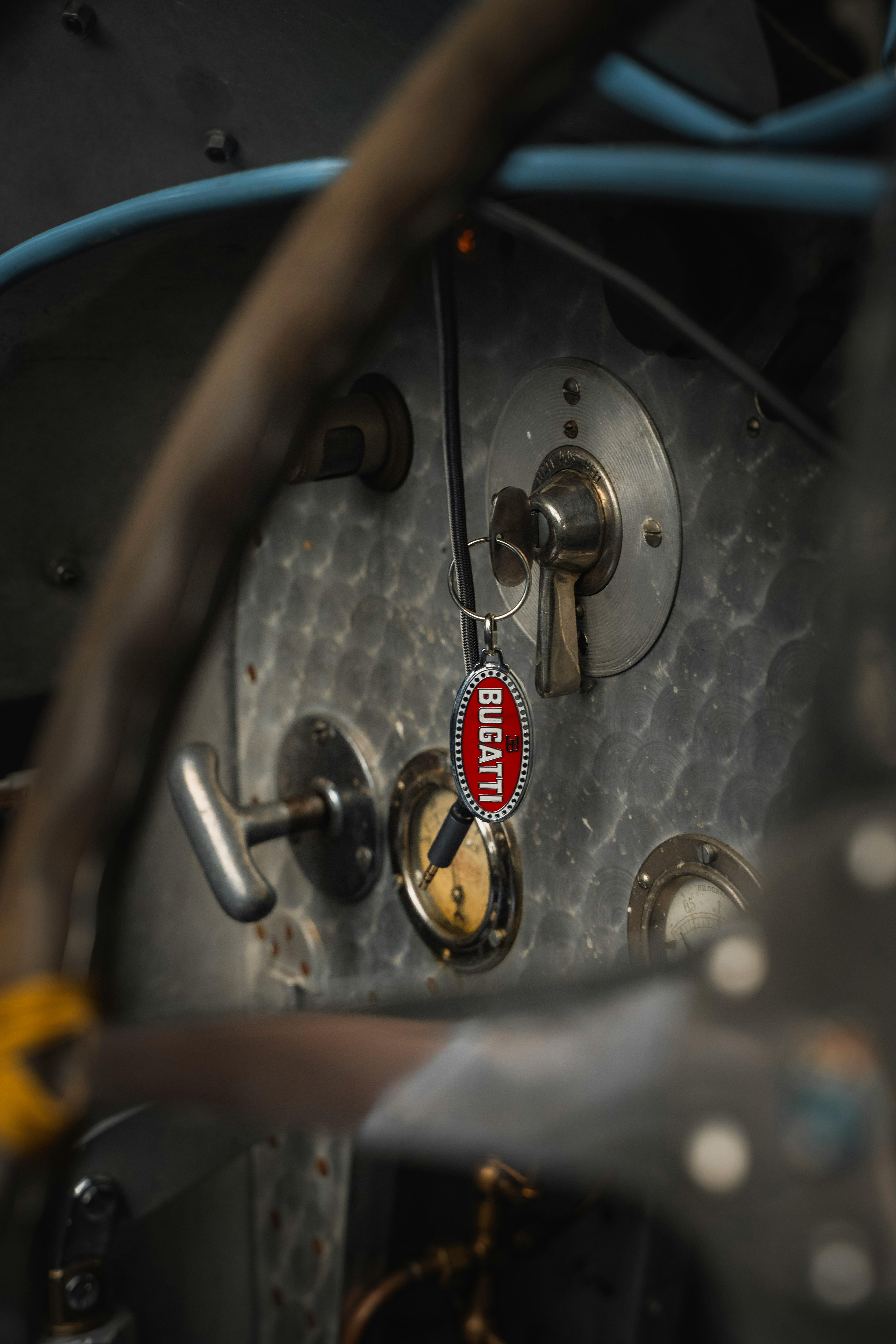 Vintage Bugatti Car Interior with Key in Ignition · Free Stock Photo