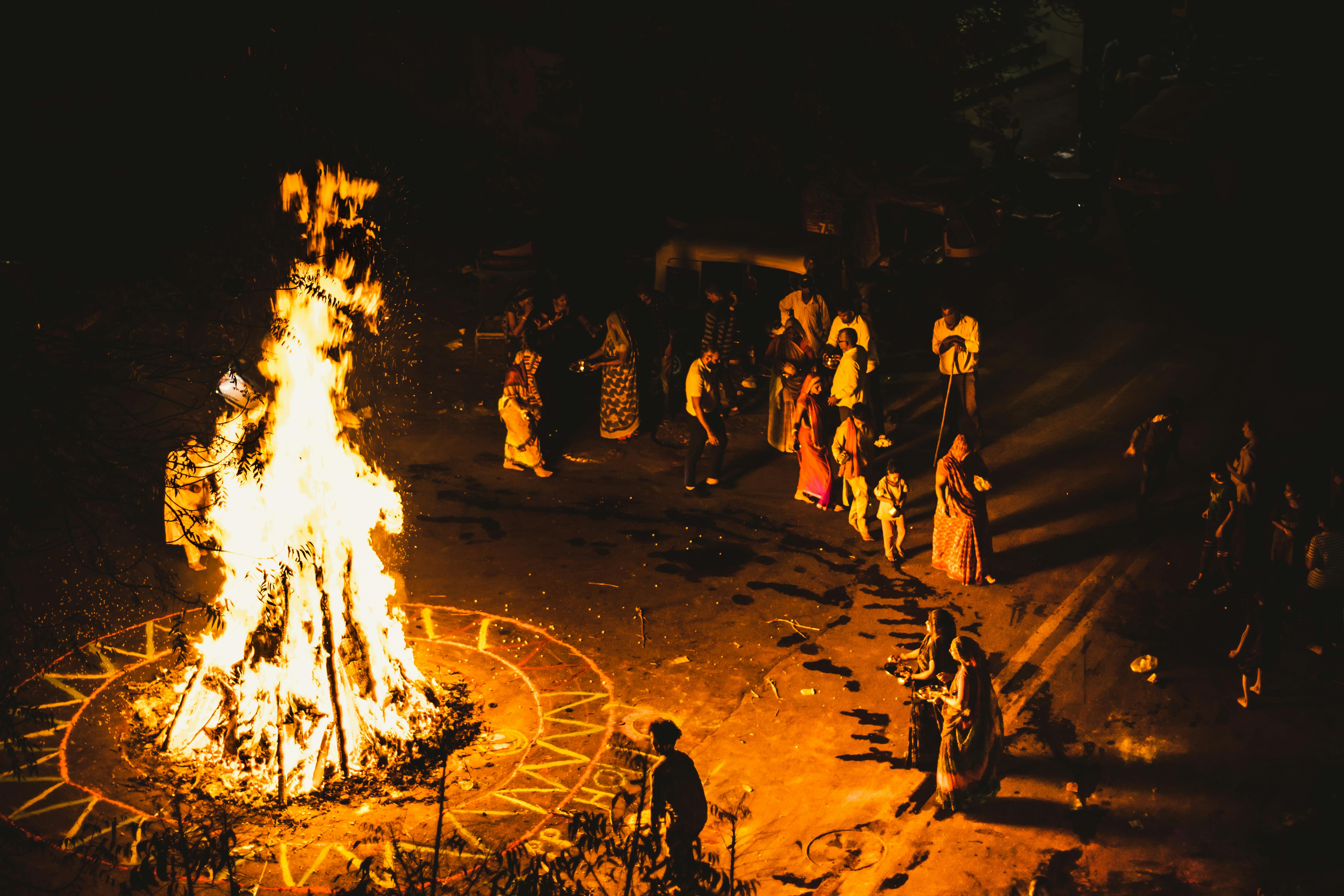 Traditional Indian Fire Ritual Celebrated at Night · Free Stock Photo