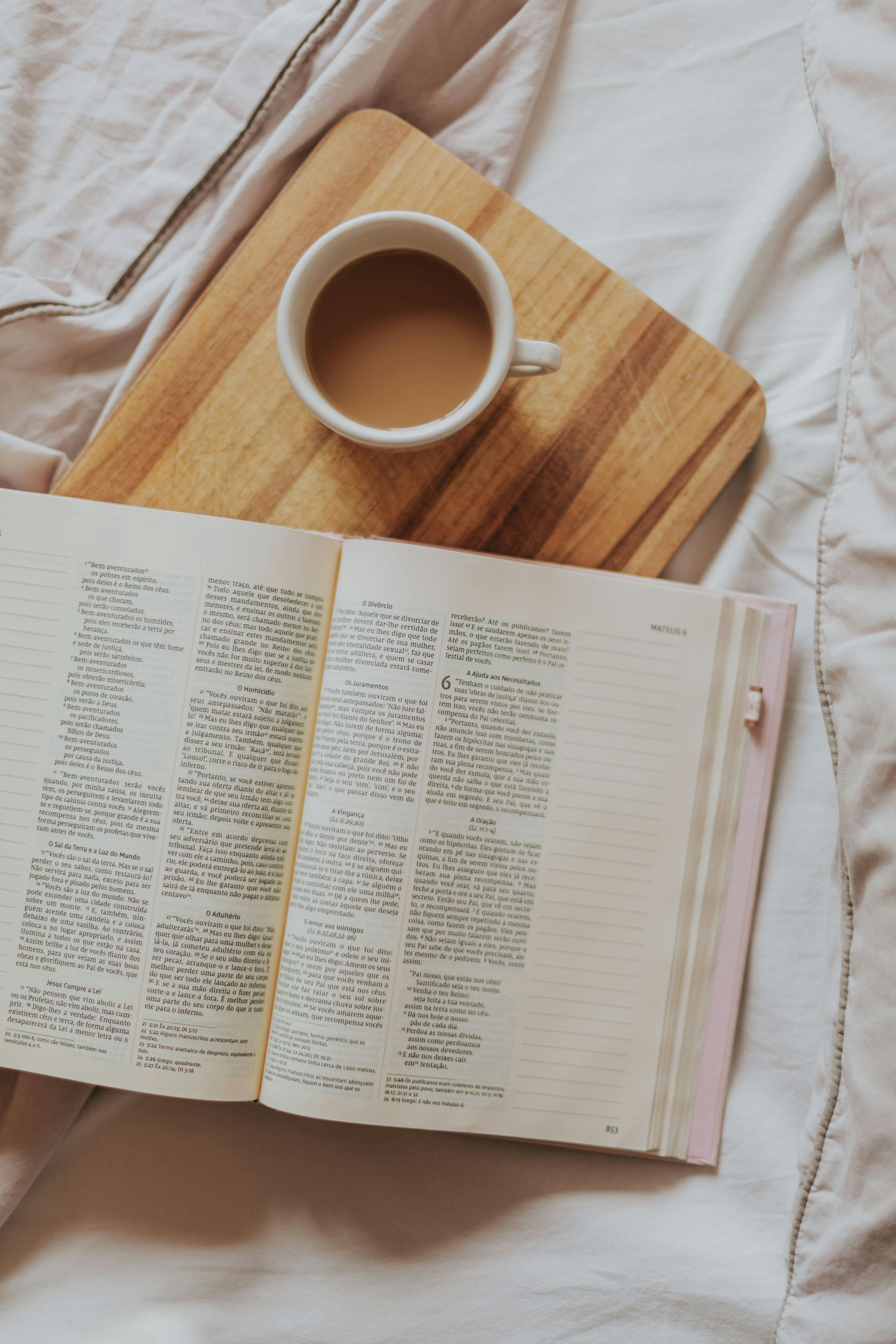 Morning Relaxation with Coffee and Devotional Reading · Free Stock Photo