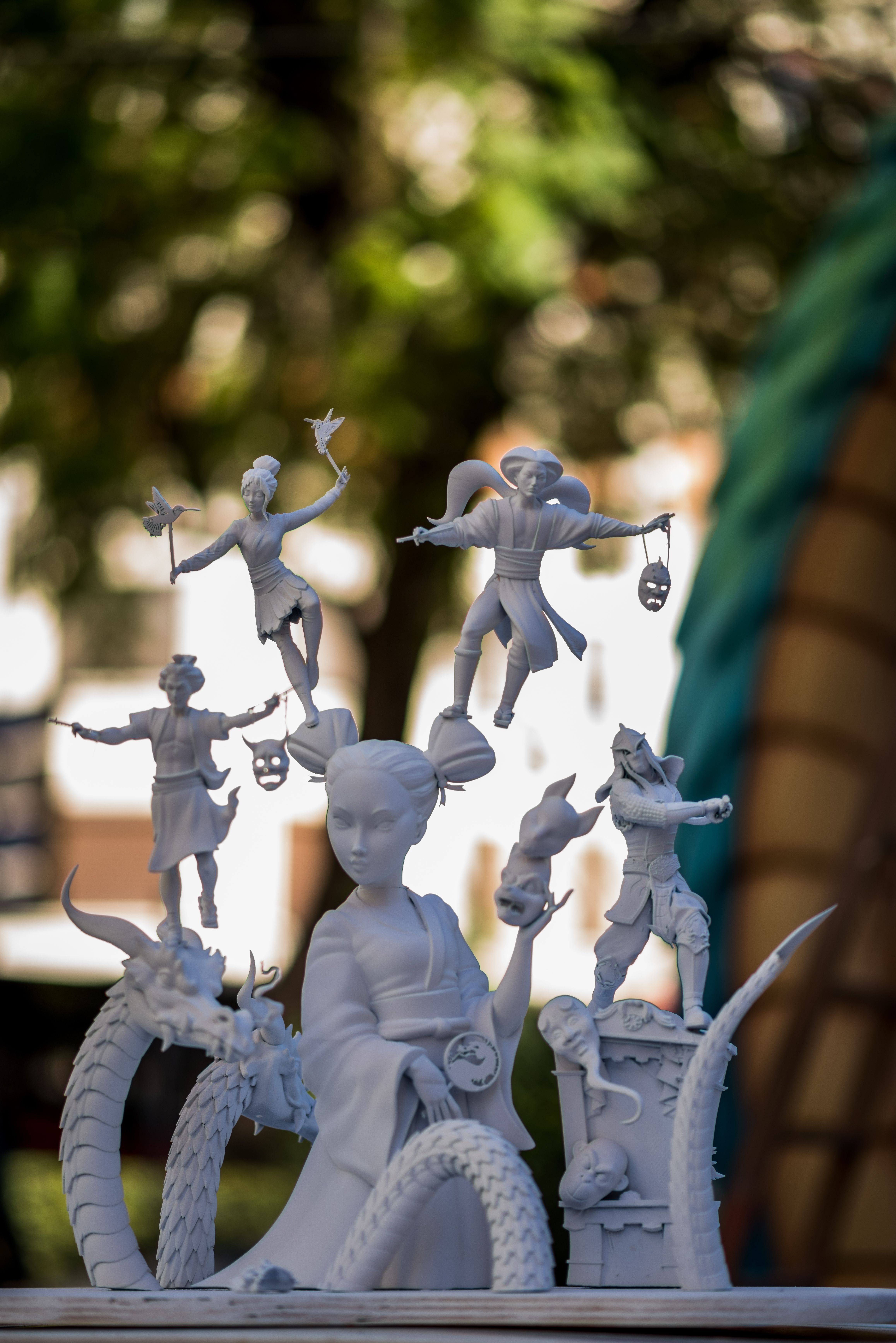 Intricate White Sculpture with Fantasy Figures · Free Stock Photo