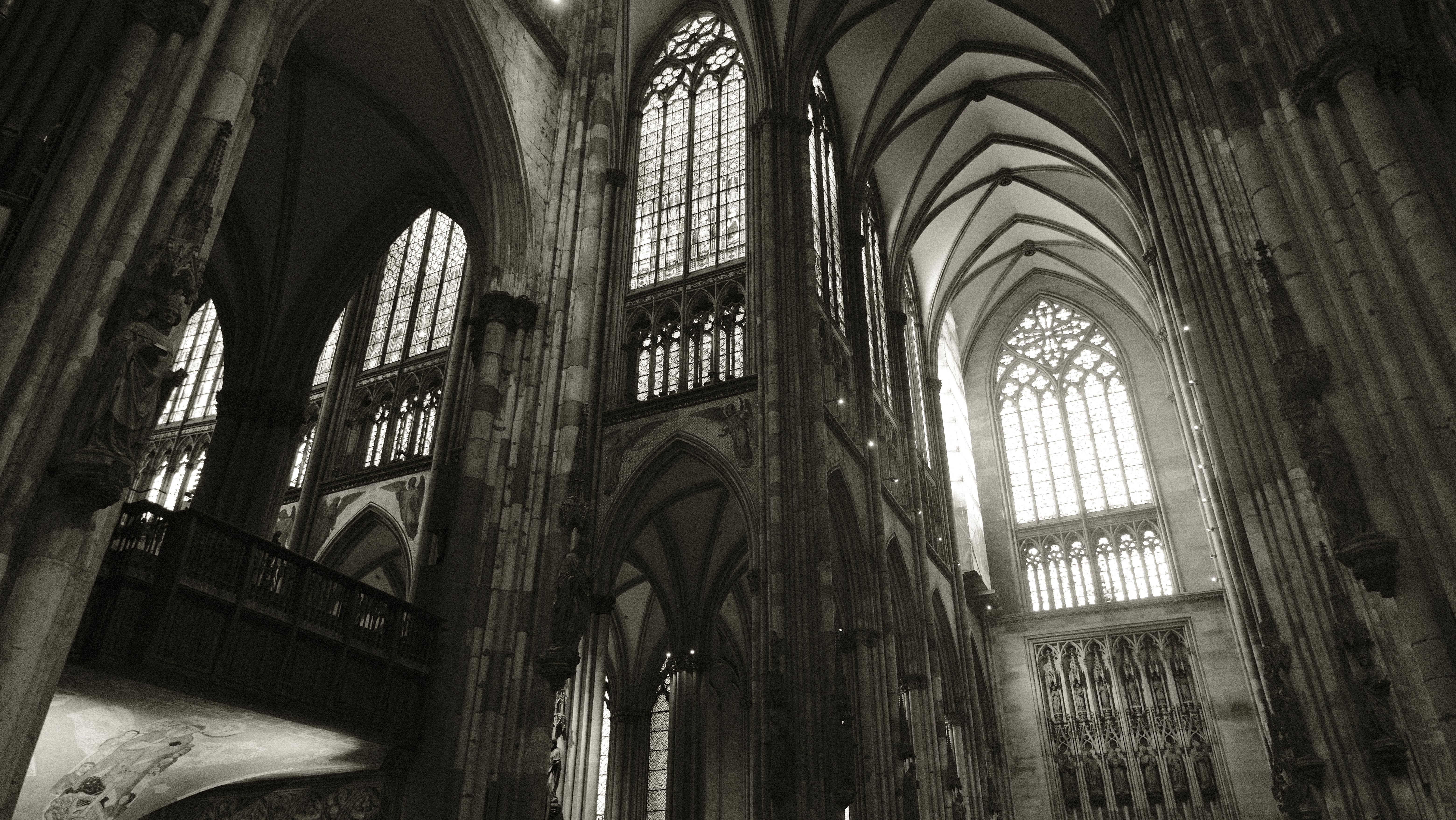 Stunning Gothic Cathedral Interior with Stained Glass · Free Stock Photo