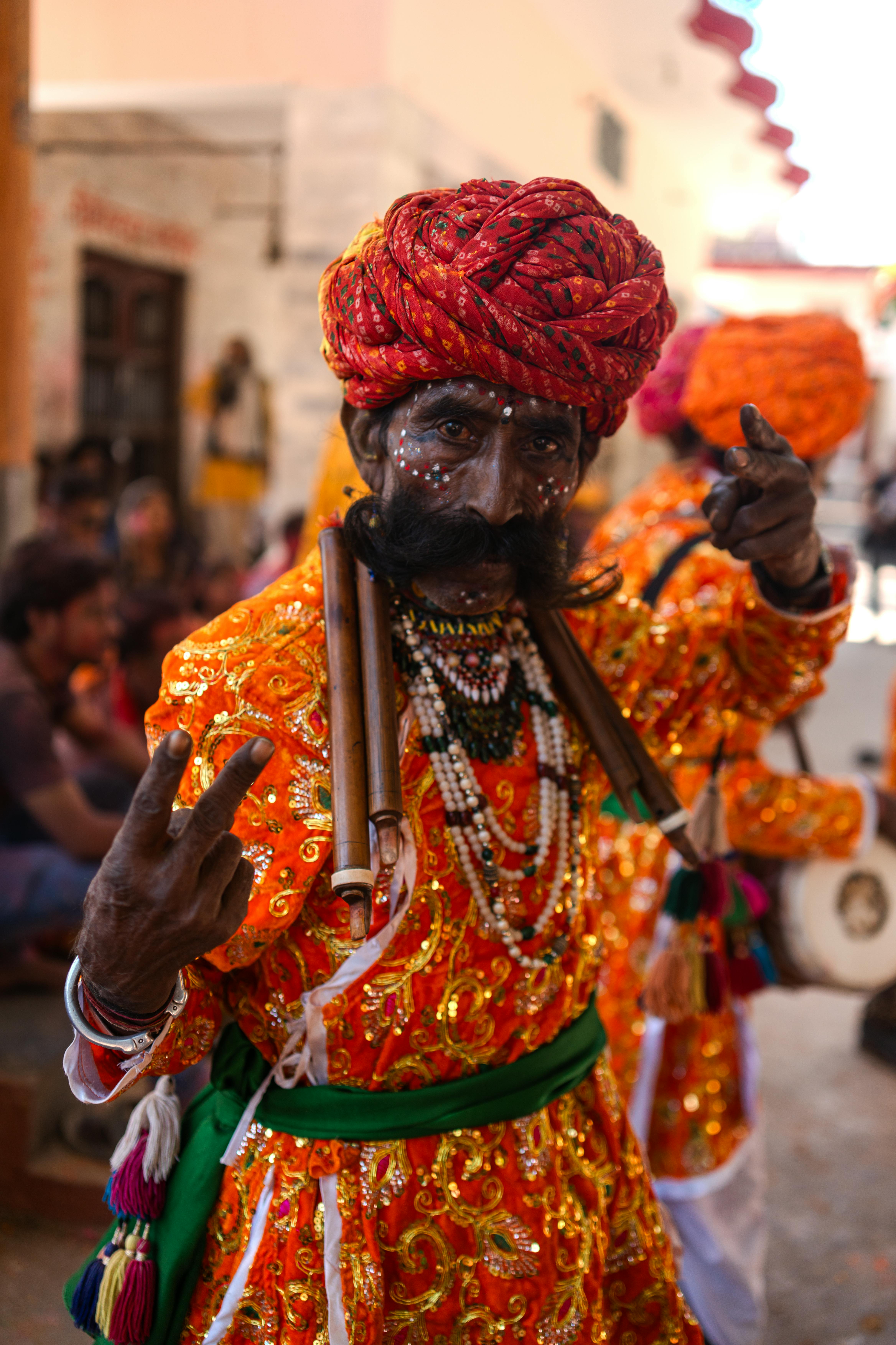 Vibrant Rajasthani Folk Performer in Barsana · Free Stock Photo
