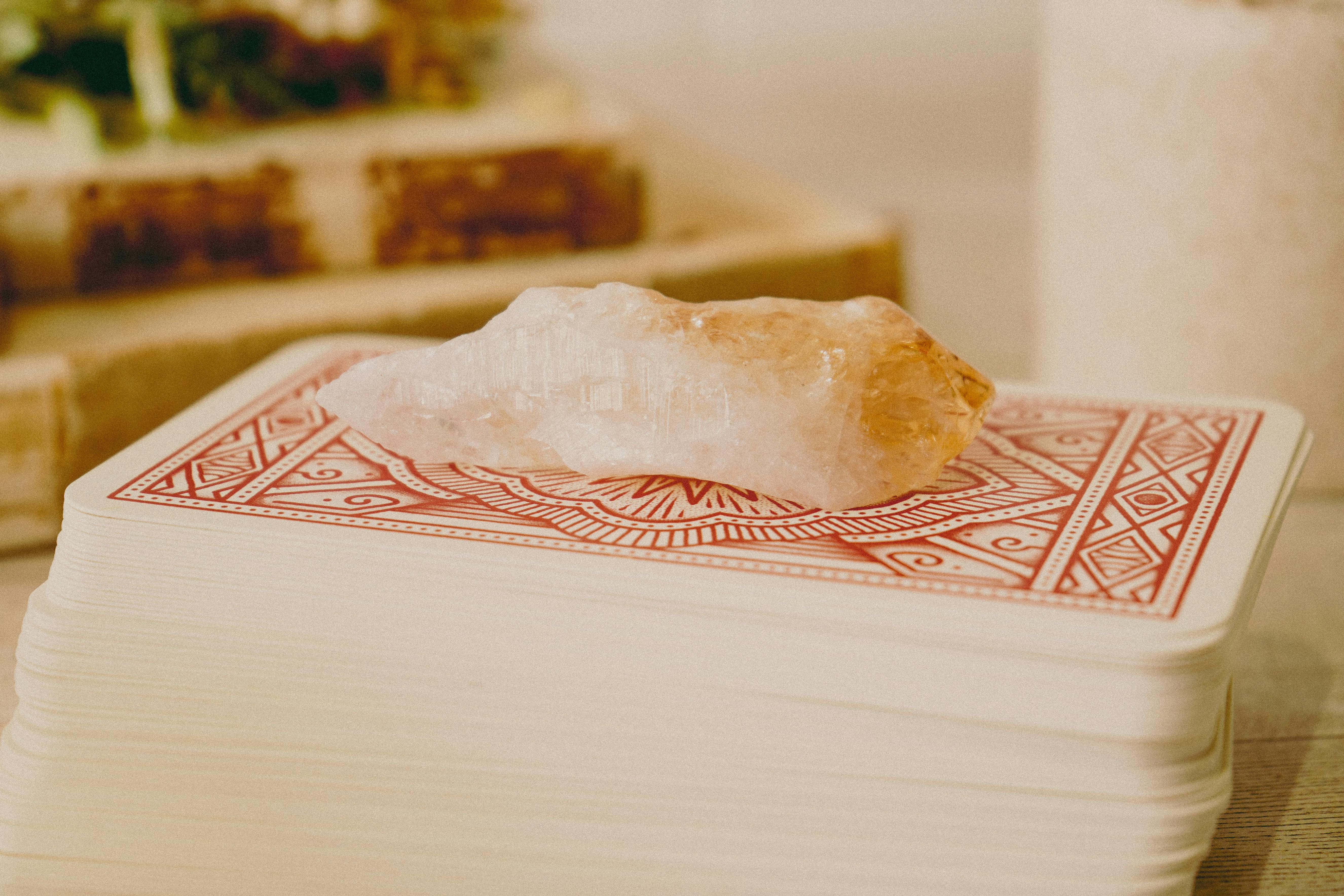 Tarot Cards with Quartz Crystal for Fortune Telling · Free Stock Photo