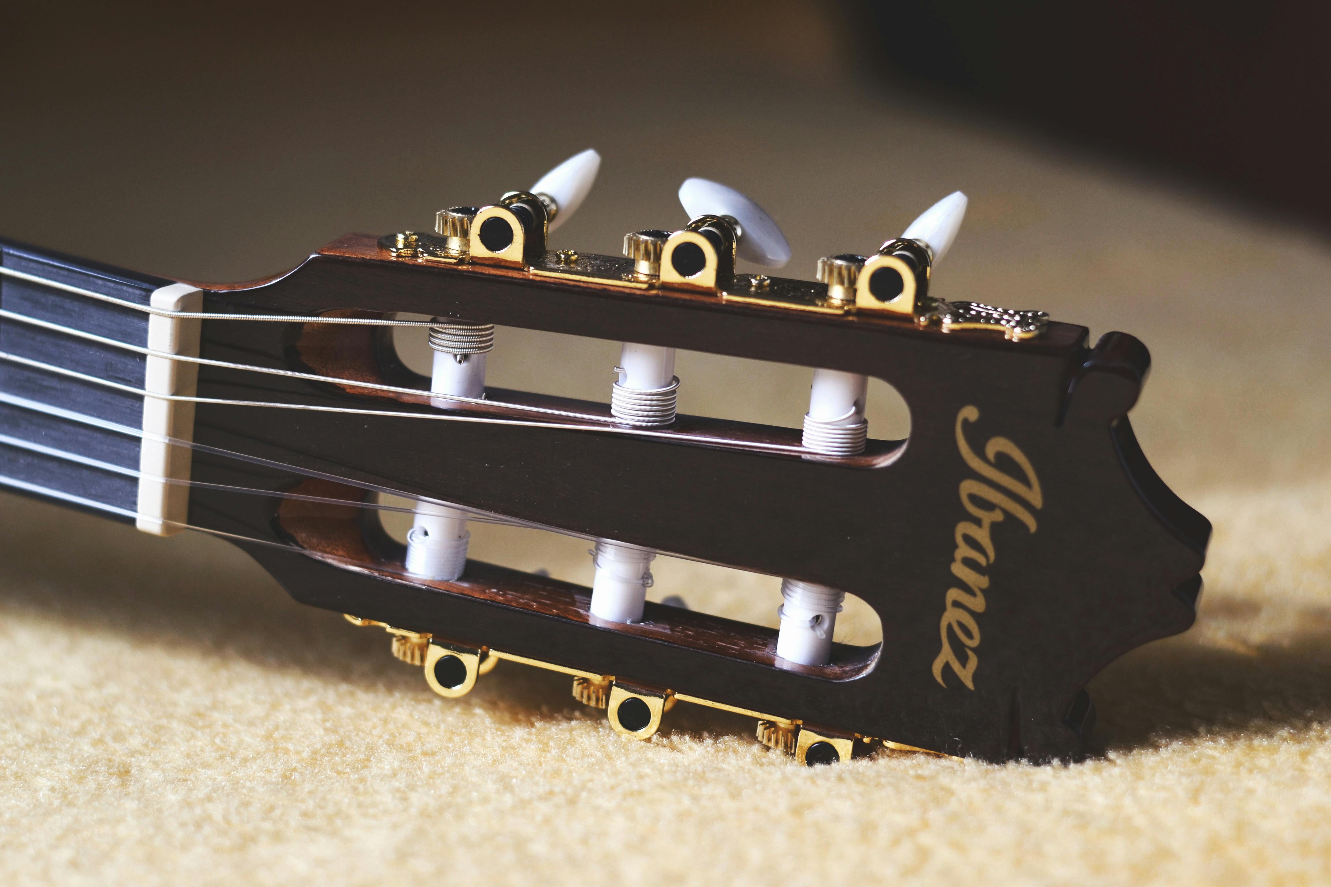 Close-Up of Ibanez Classical Guitar Headstock · Free Stock Photo