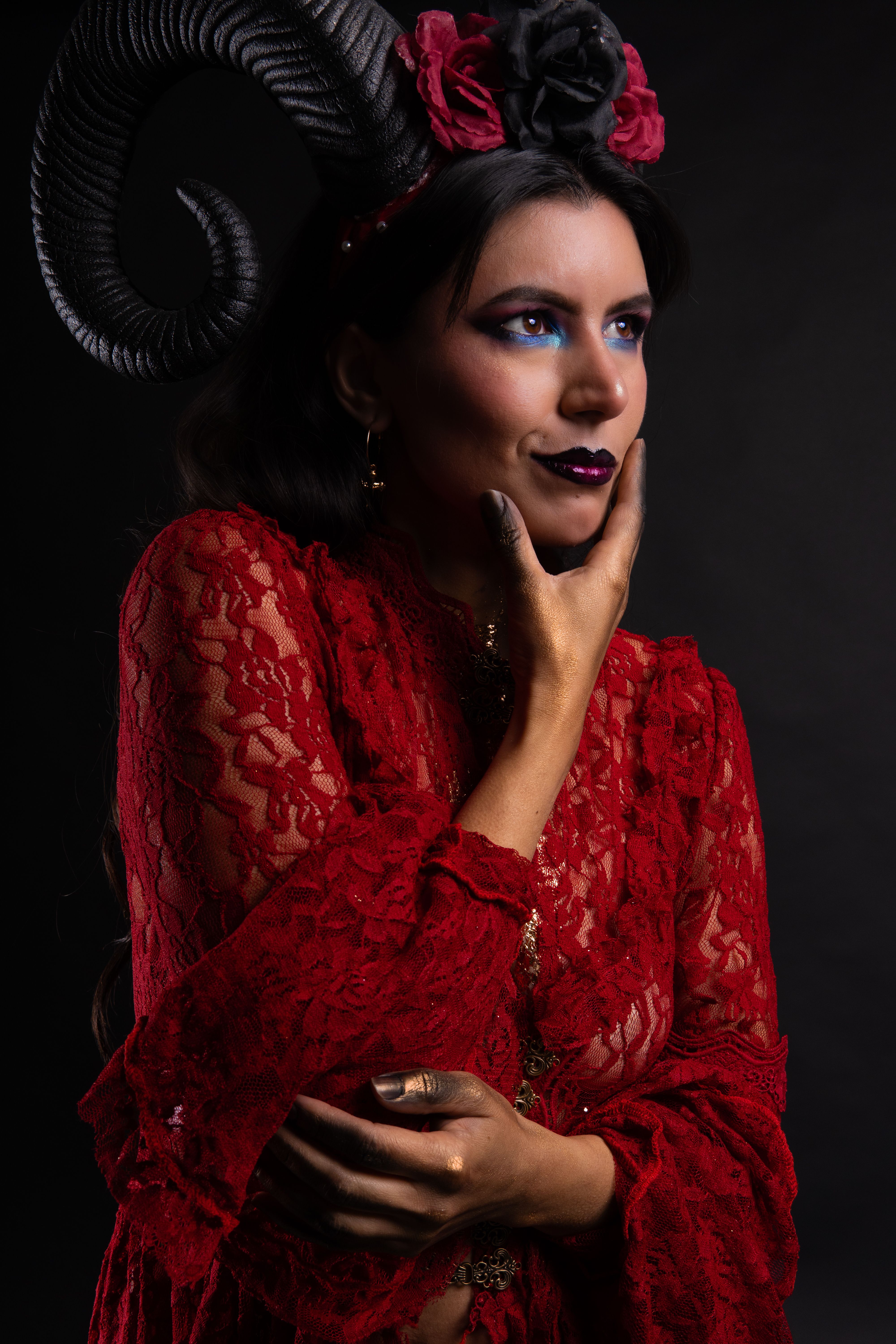 Enchanting Portrait with Horned Headdress · Free Stock Photo
