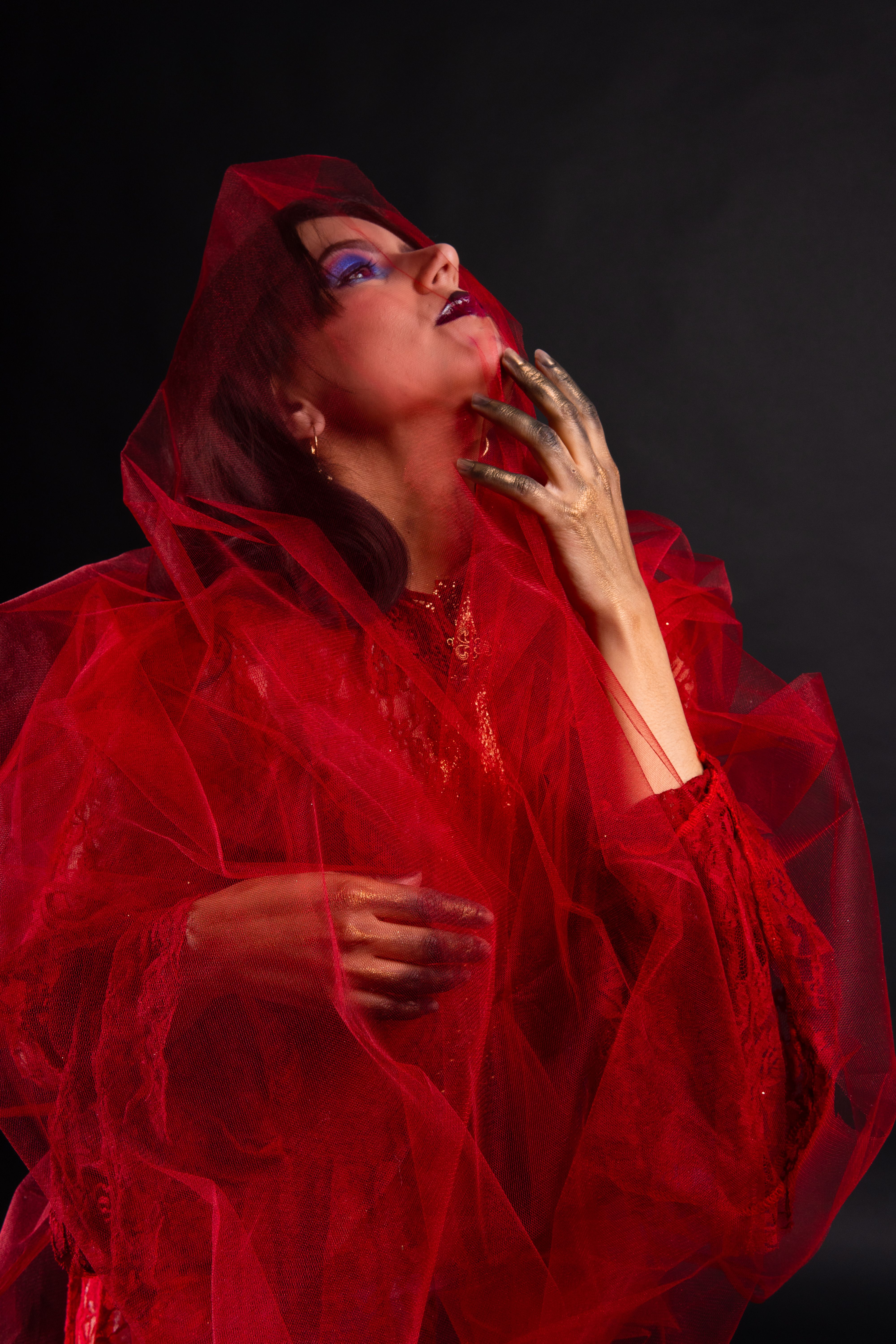 Dramatic Latina Beauty in Red Tulle Dress · Free Stock Photo