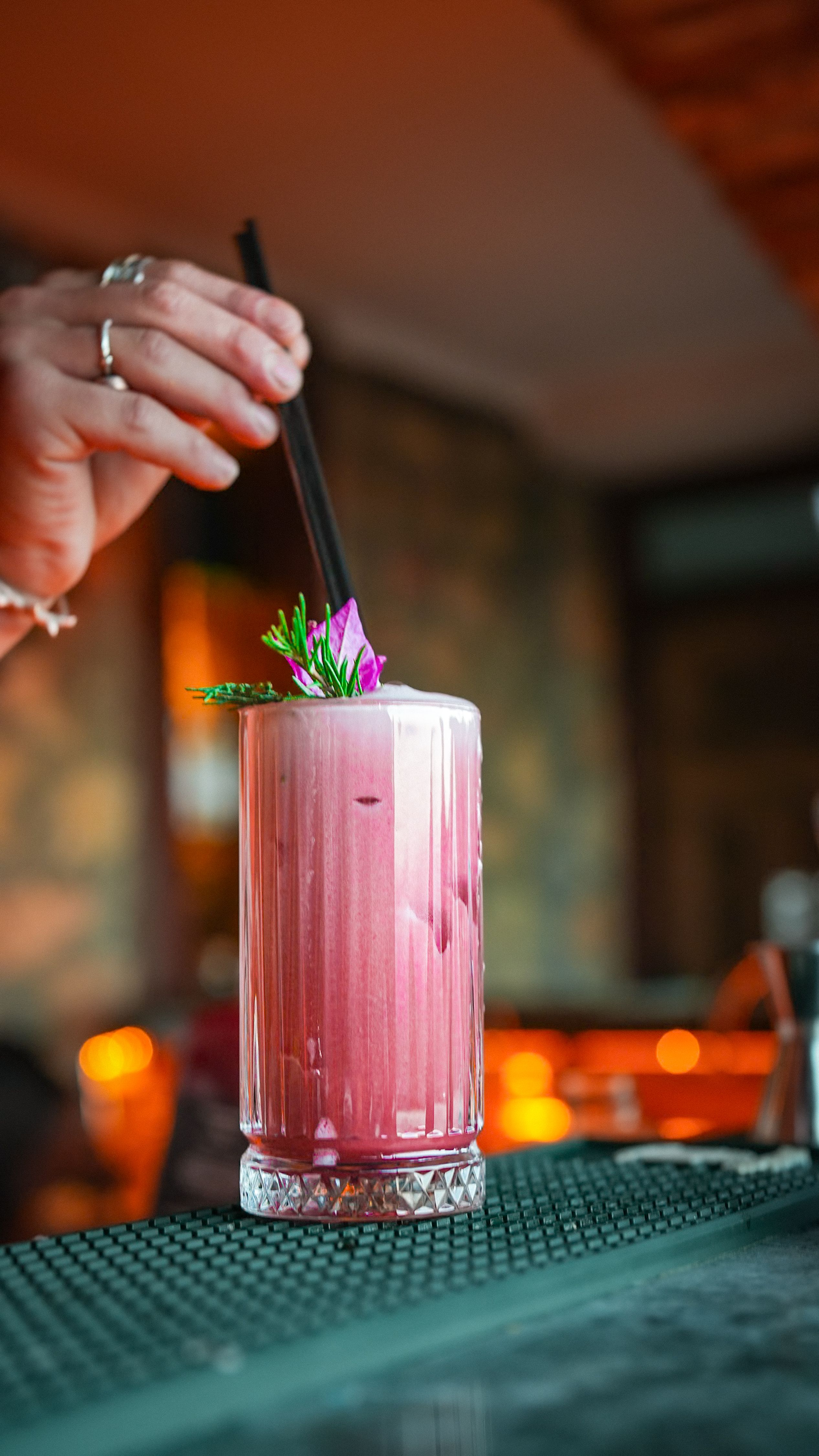 Refreshing Pink Cocktail with Floral Garnish · Free Stock Photo